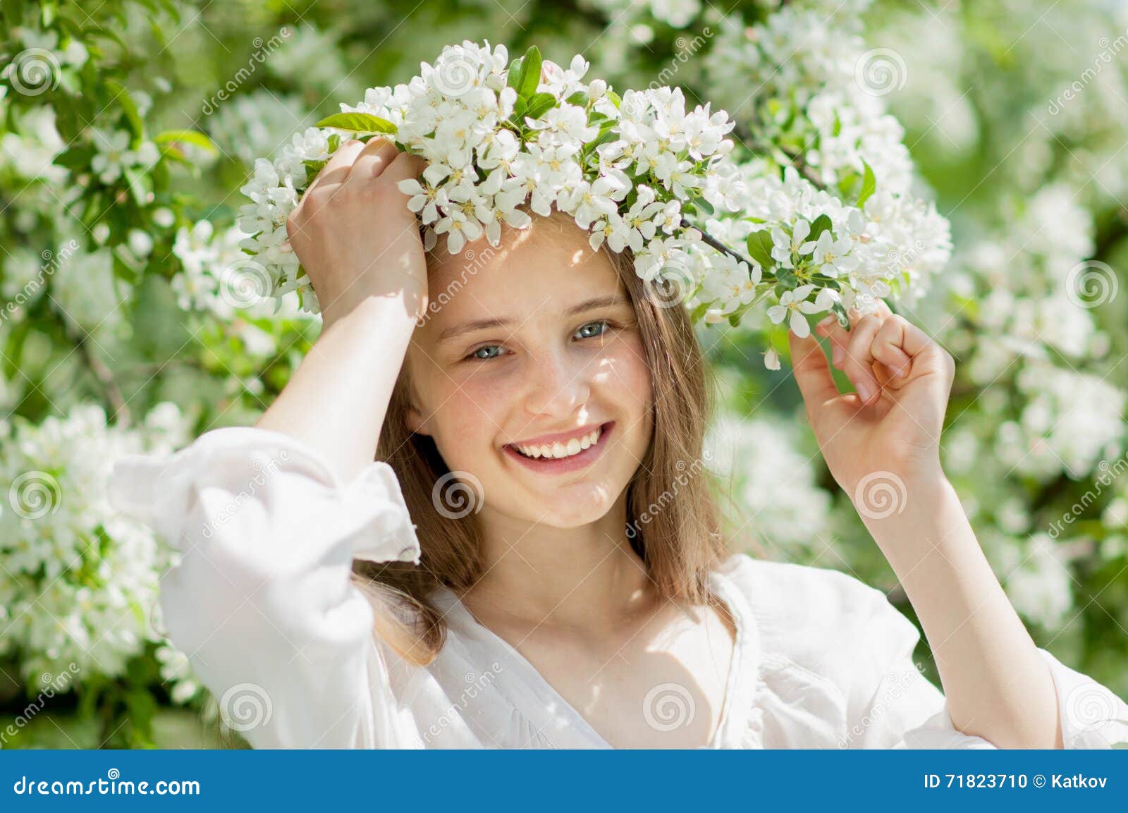 Beautiful spring girl stock photo. Image of attractive - 71823710