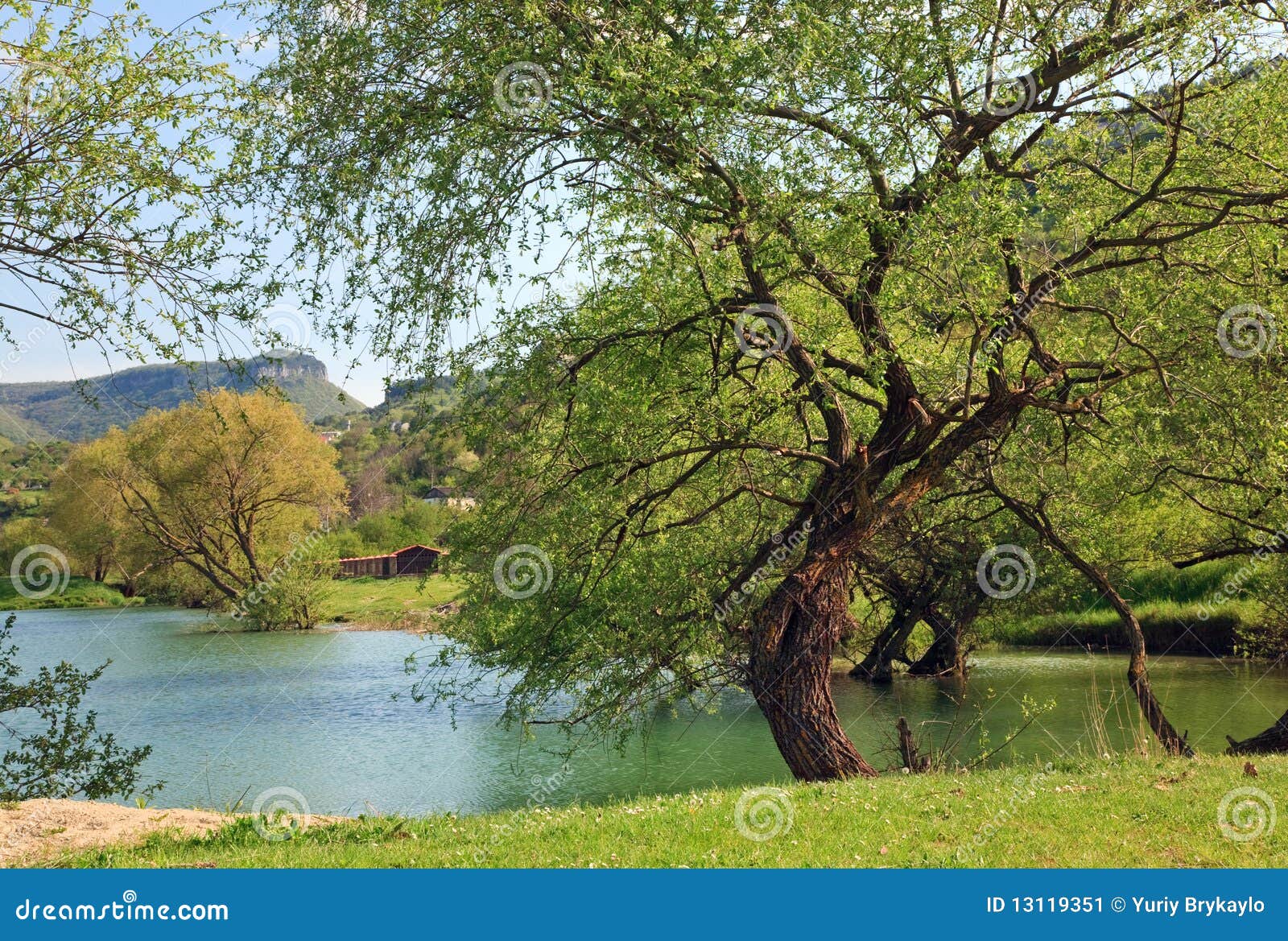 Beautiful spring lake stock image. Image of hill, mere - 13119351
