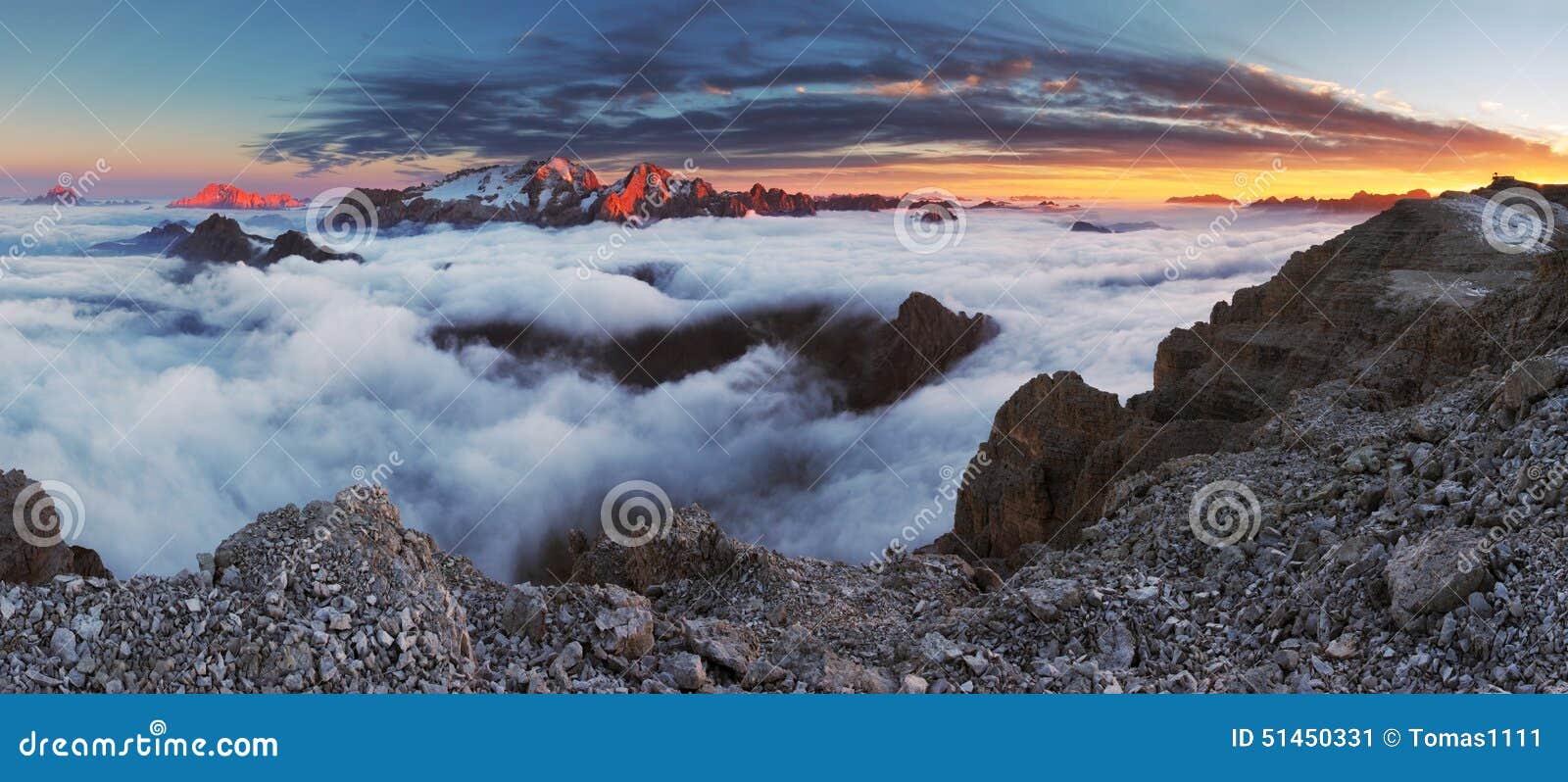 Beautiful Spring Landscape in the Mountains. Sunset - Italy Dolomites ...