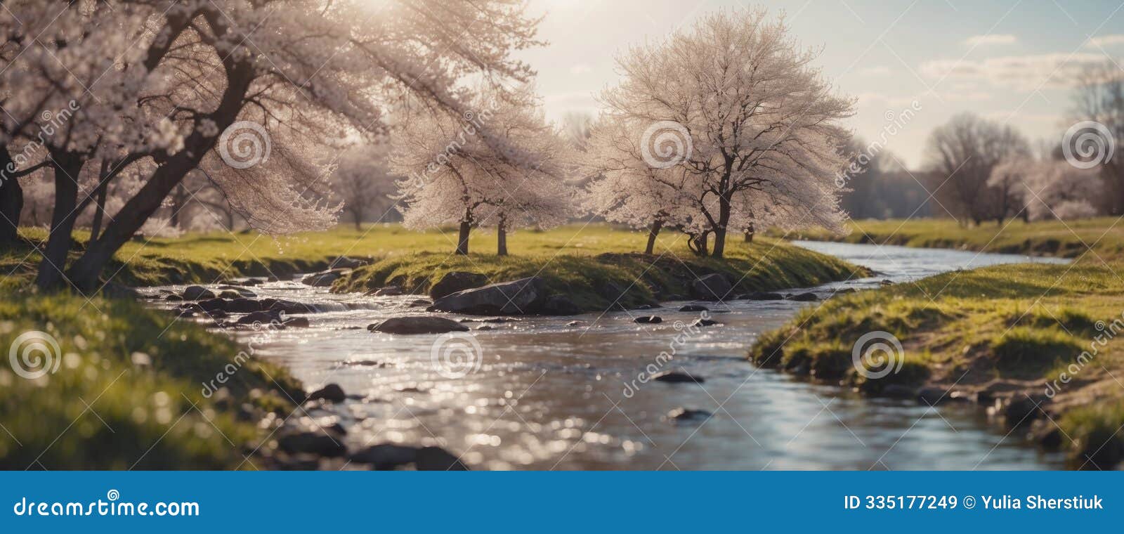 Beautiful Spring Landscape with River and Melting Snow. Stock Image ...