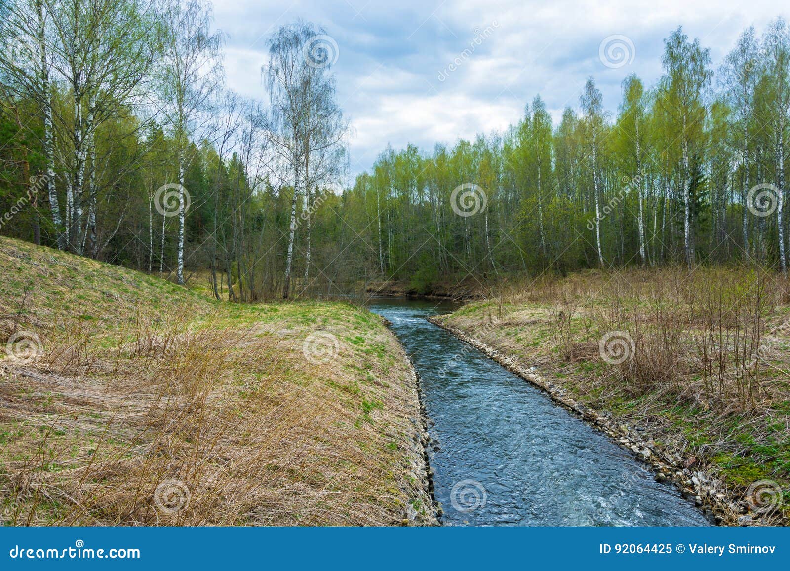Beautiful Spring Landscape with the River. Stock Image - Image of ...