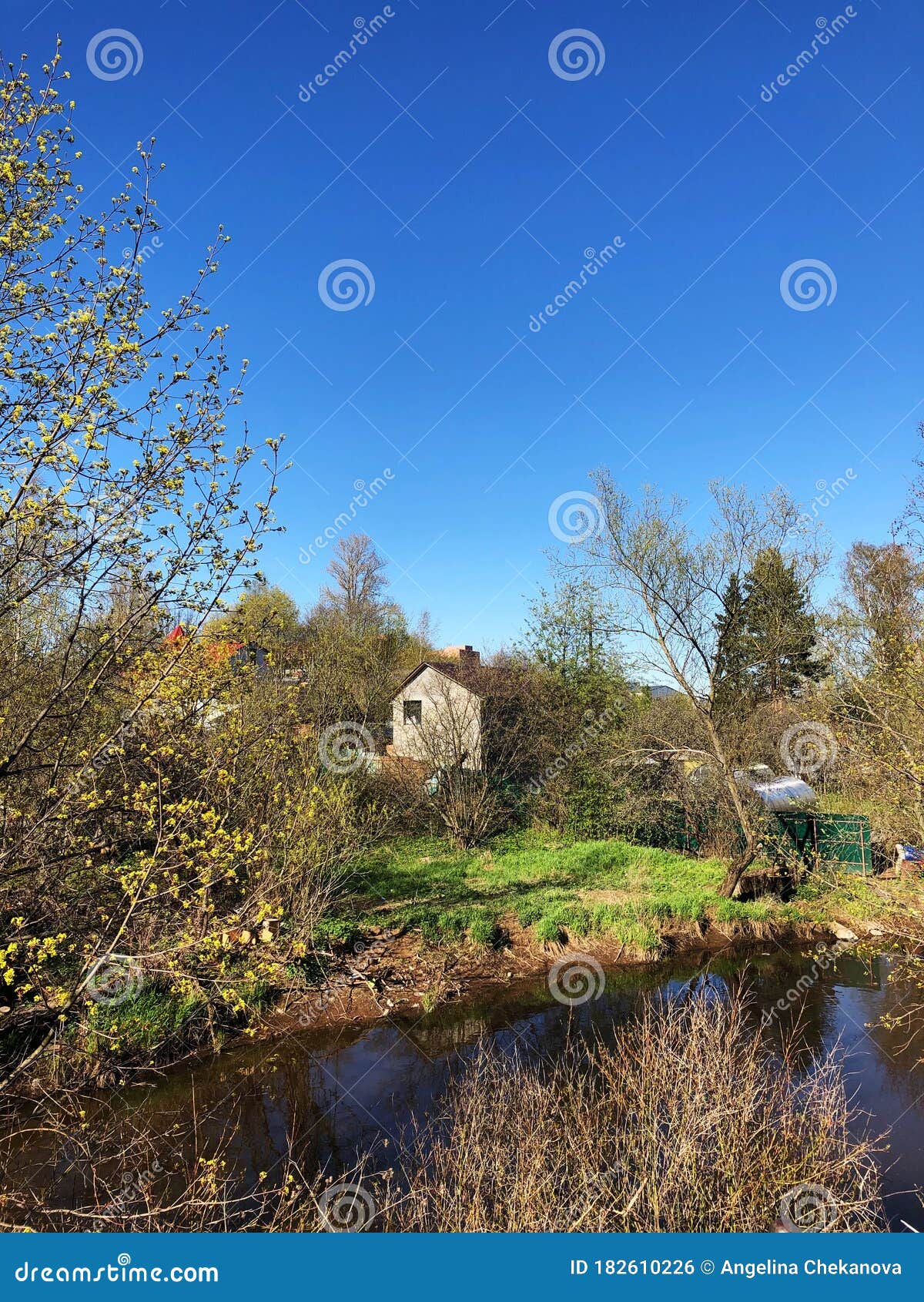 Beautiful Spring Landscape in the Small Village Stock Photo - Image of ...