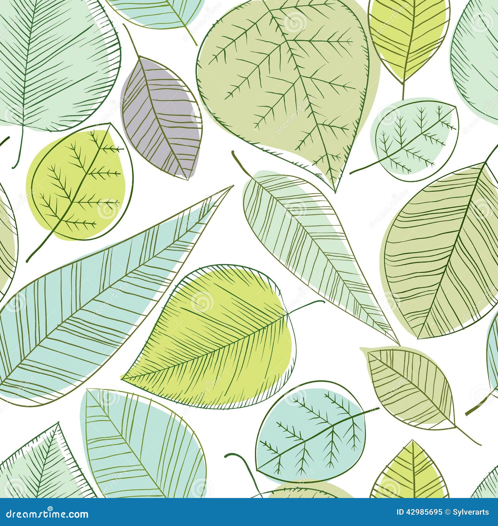 Beautiful Spring Leaves Seamless Pattern. Stock Vector - Illustration ...