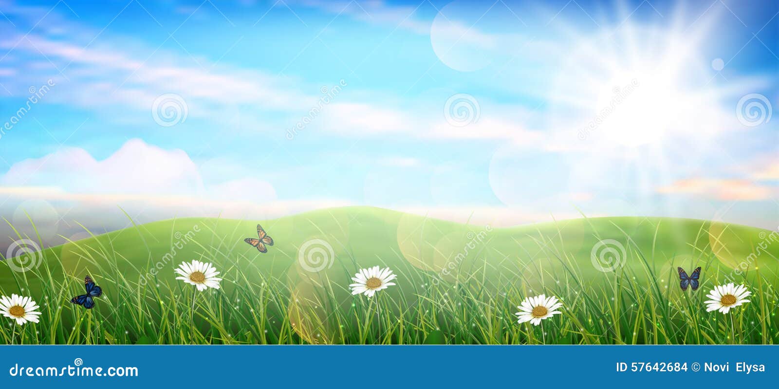 Beautiful spring meadow stock vector. Illustration of fresh - 57642684