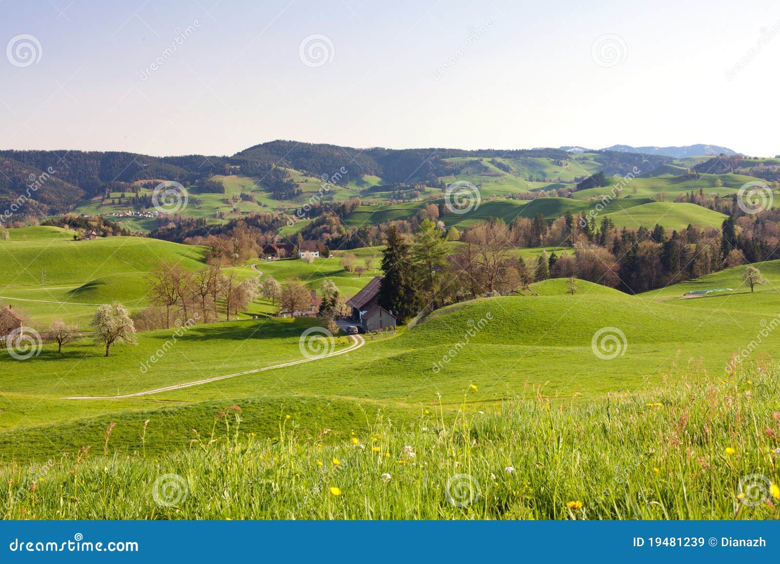 Beautiful Spring Meadows and Hills Stock Image - Image of beautiful ...