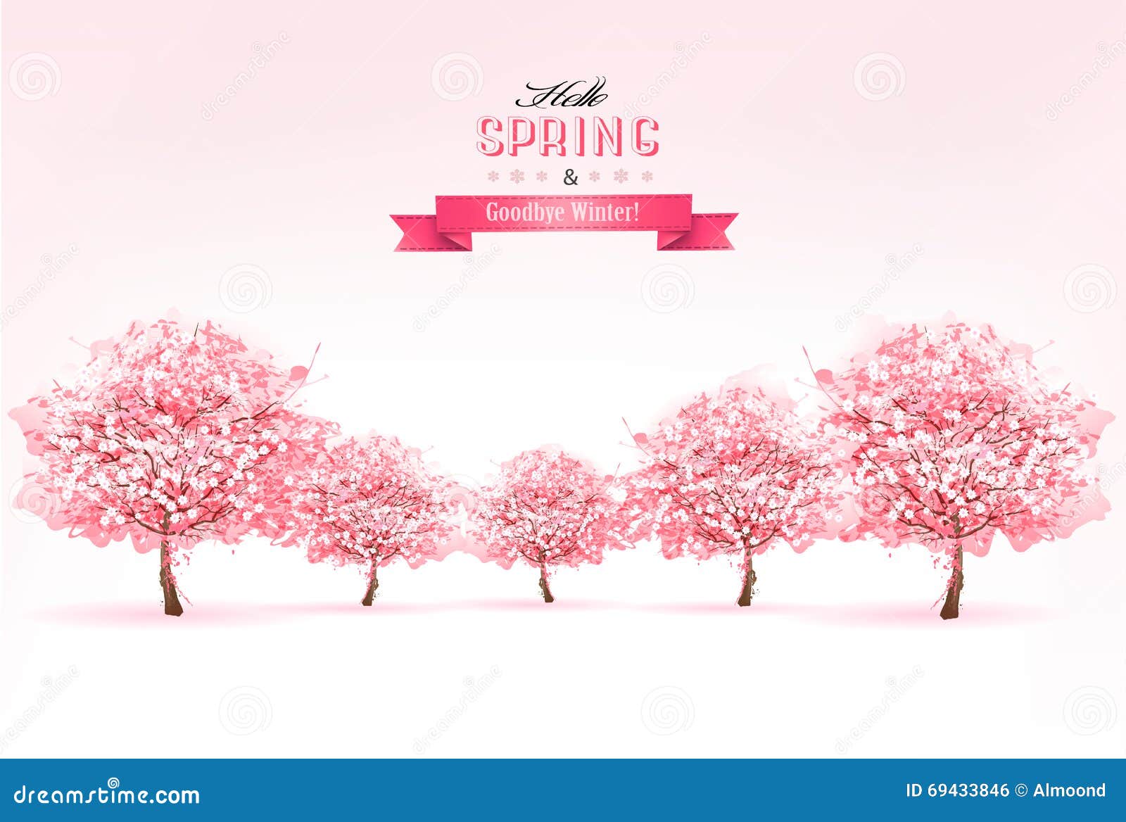 Beautiful Spring Round Frame With A Pair Of Butterflies On A Background ...