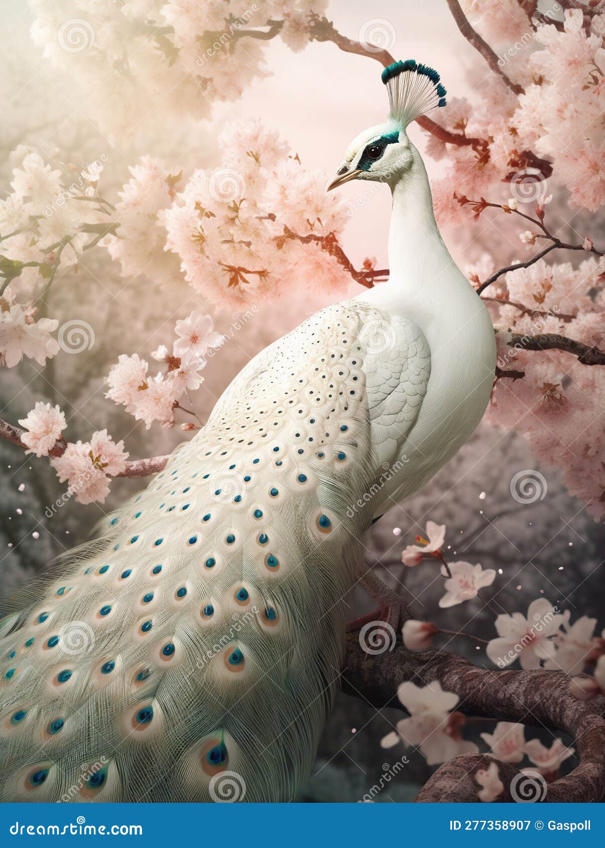 A Beautiful Spring Scene of Spring, with Beautiful White Peacock S ...