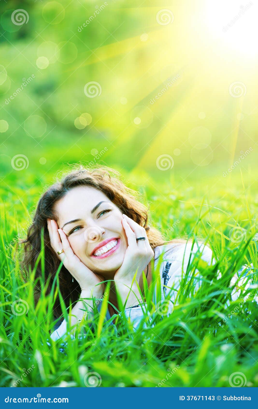 Beautiful Spring Young Woman Stock Image - Image of lawn, beauty: 37671143