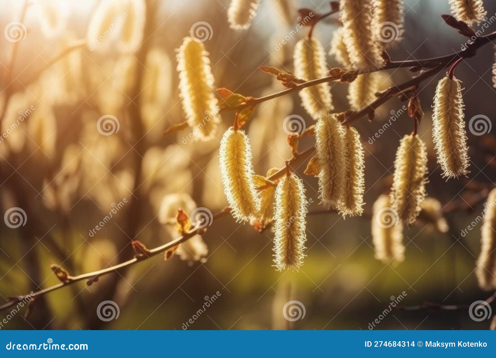 Beautiful Springtime Nature Background from Blooming Willow Branches ...