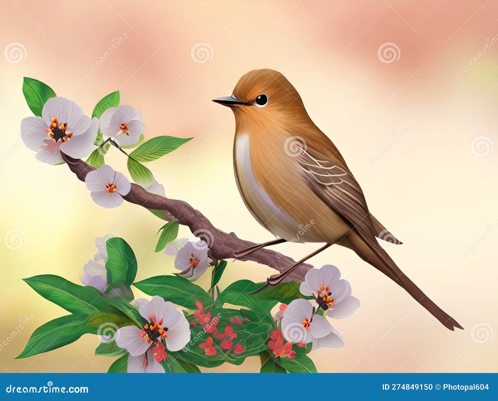 Nightingale Bird. Vector Illustration Isolated On White Background ...