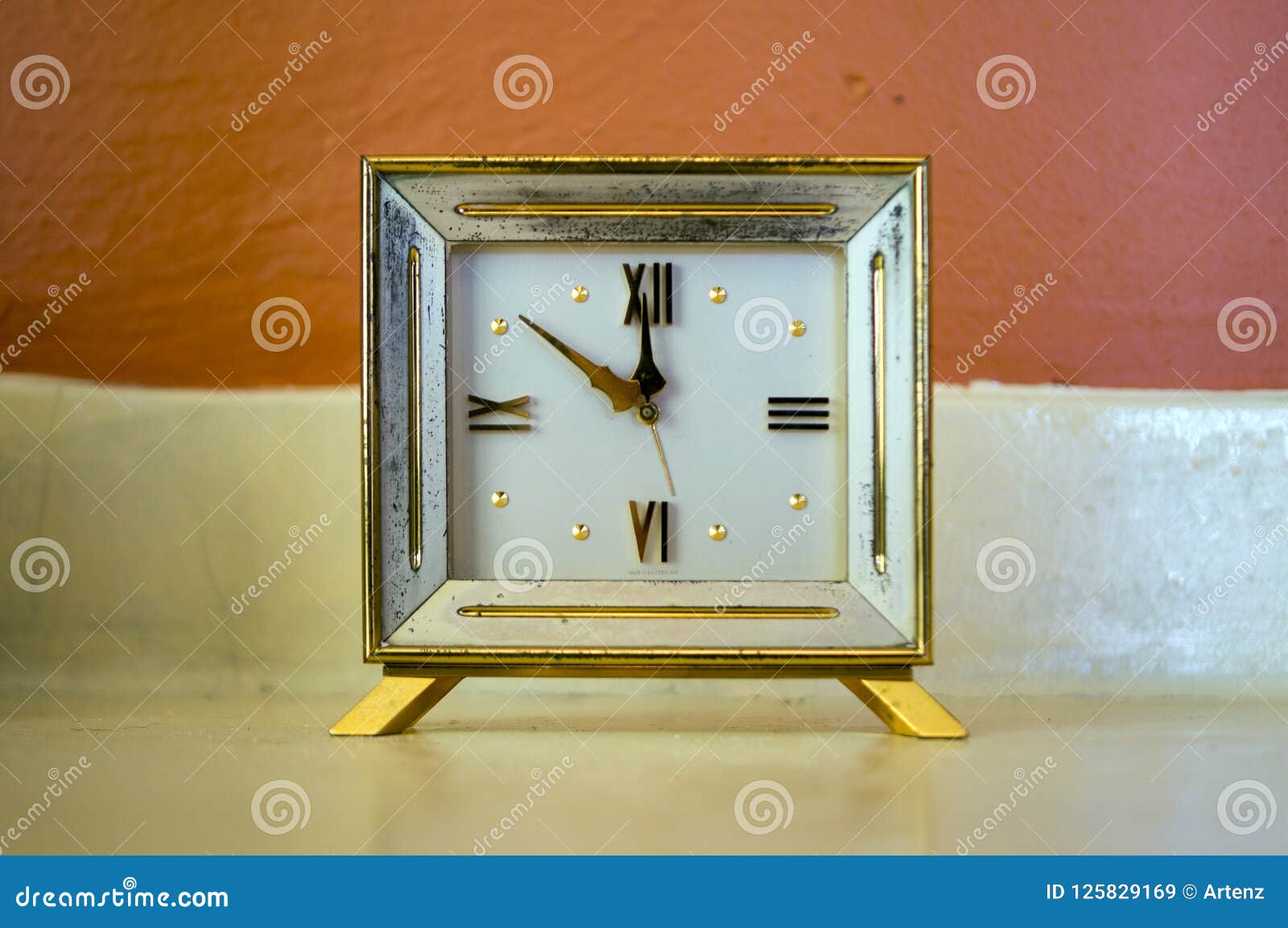 Beautiful Square Antique Table Clock Stock Image - Image of timepiece ...