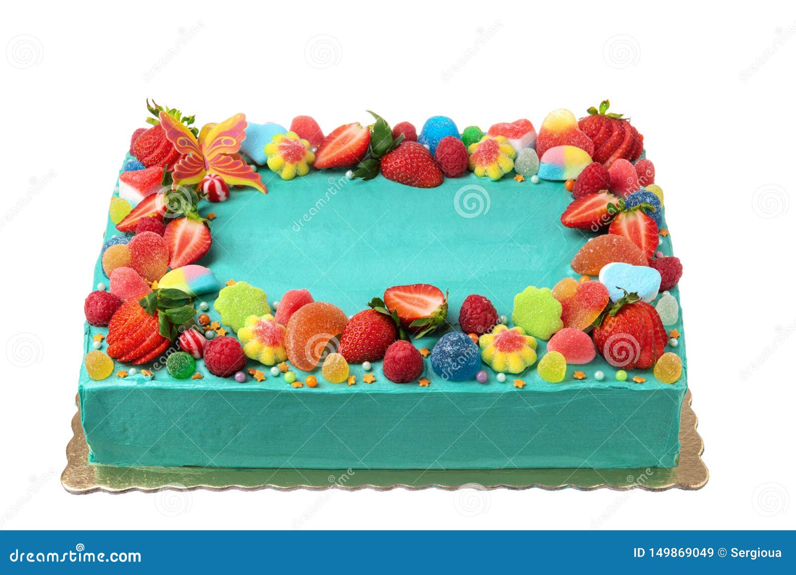Beautiful, Square, Blue, Fruit Cake for the Holiday. Stock Image ...