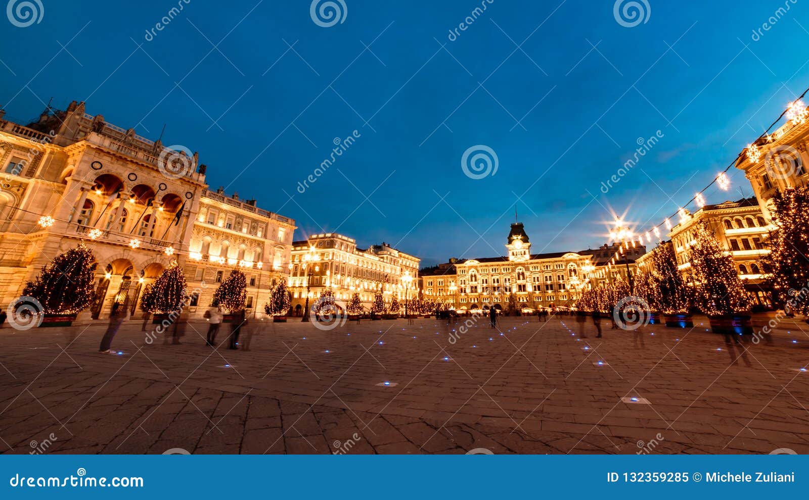 The Square of Trieste during Christmas Time Stock Image - Image of ...