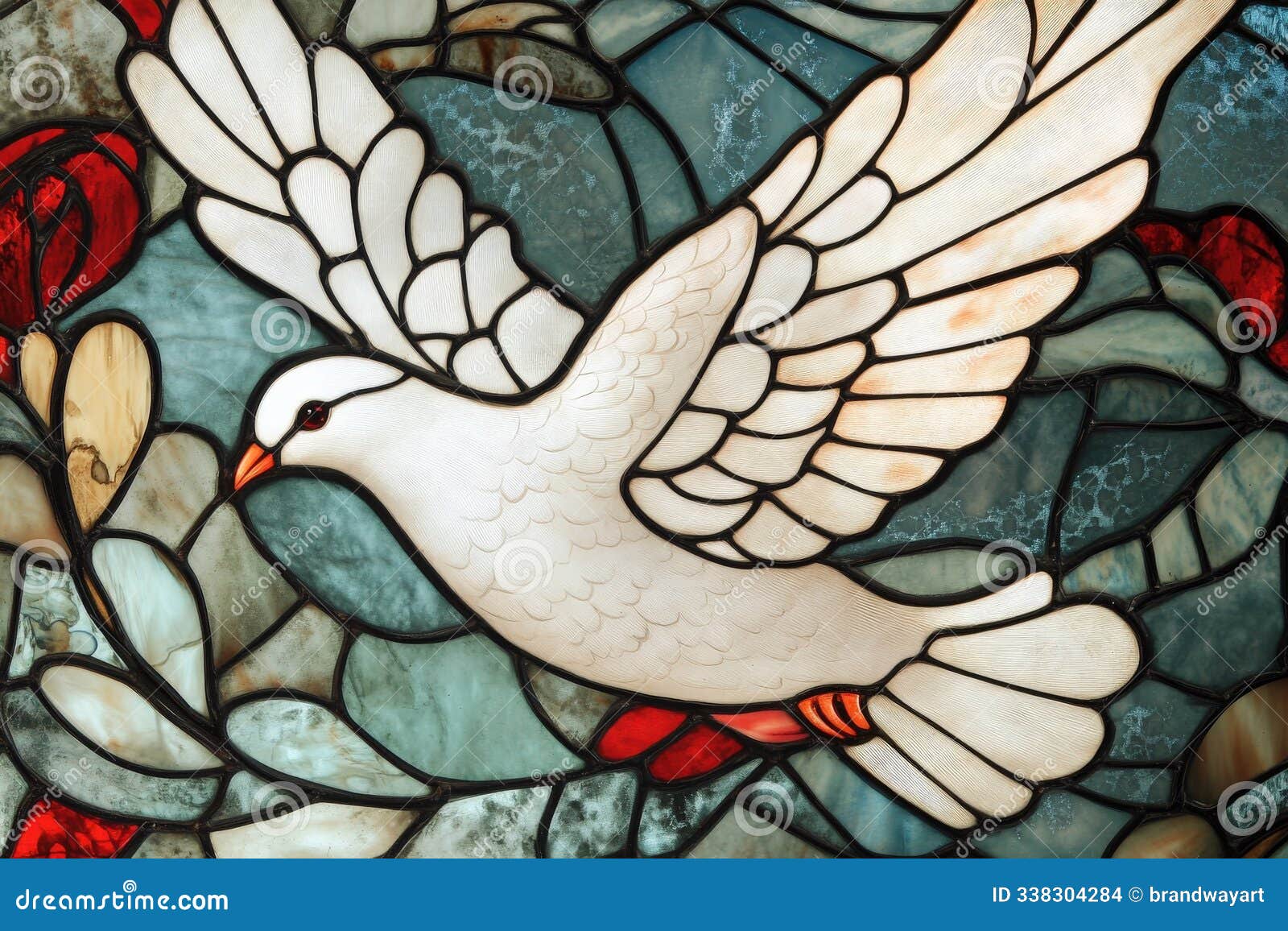 Stained Glass Depiction of the Holy Spirit in Flight Surrounded by ... Stained Glass Depiction of the Holy Spirit in Flight Surrounded by ...