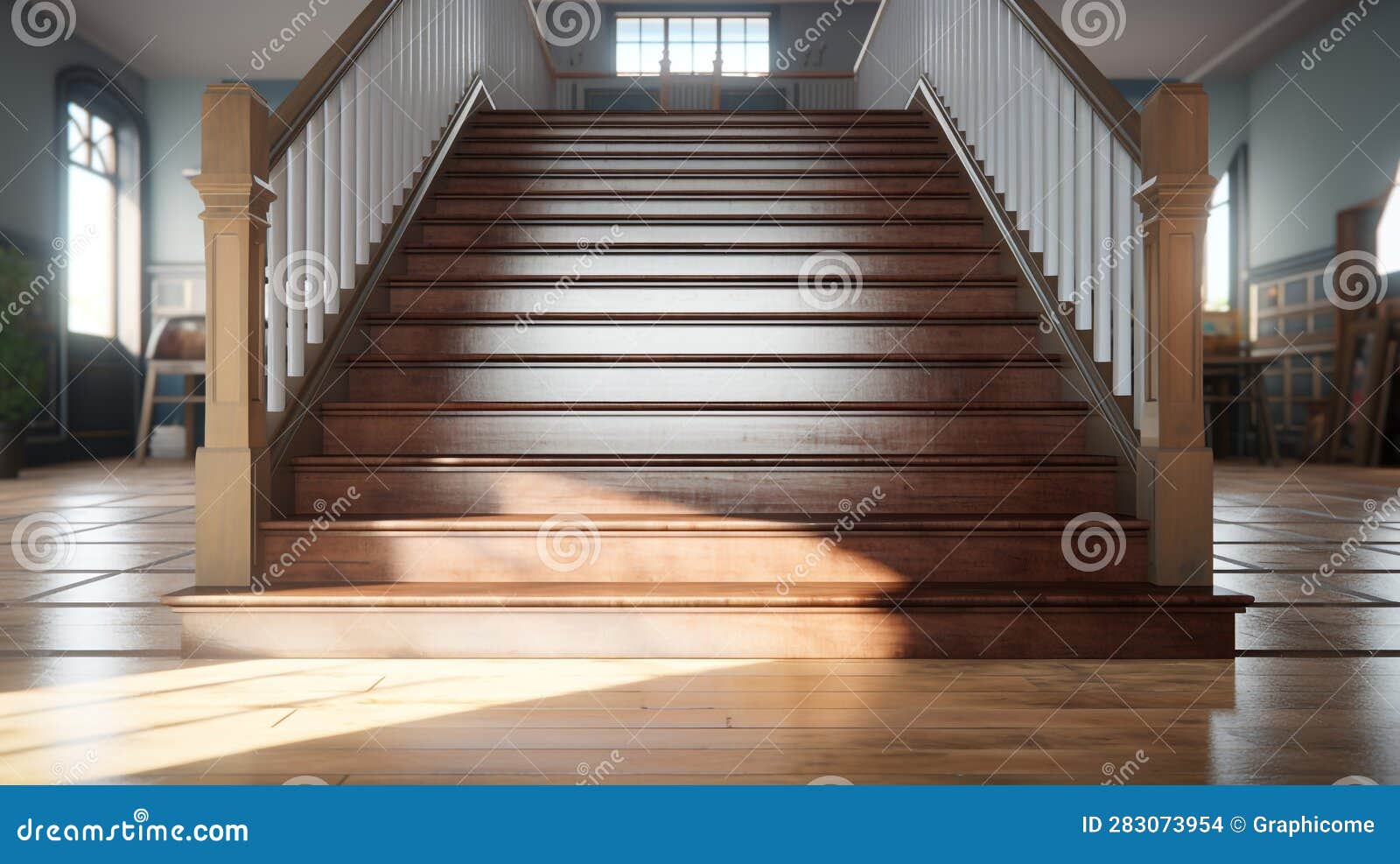 A Beautiful Staircase Seen from the Front Stock Illustration ...
