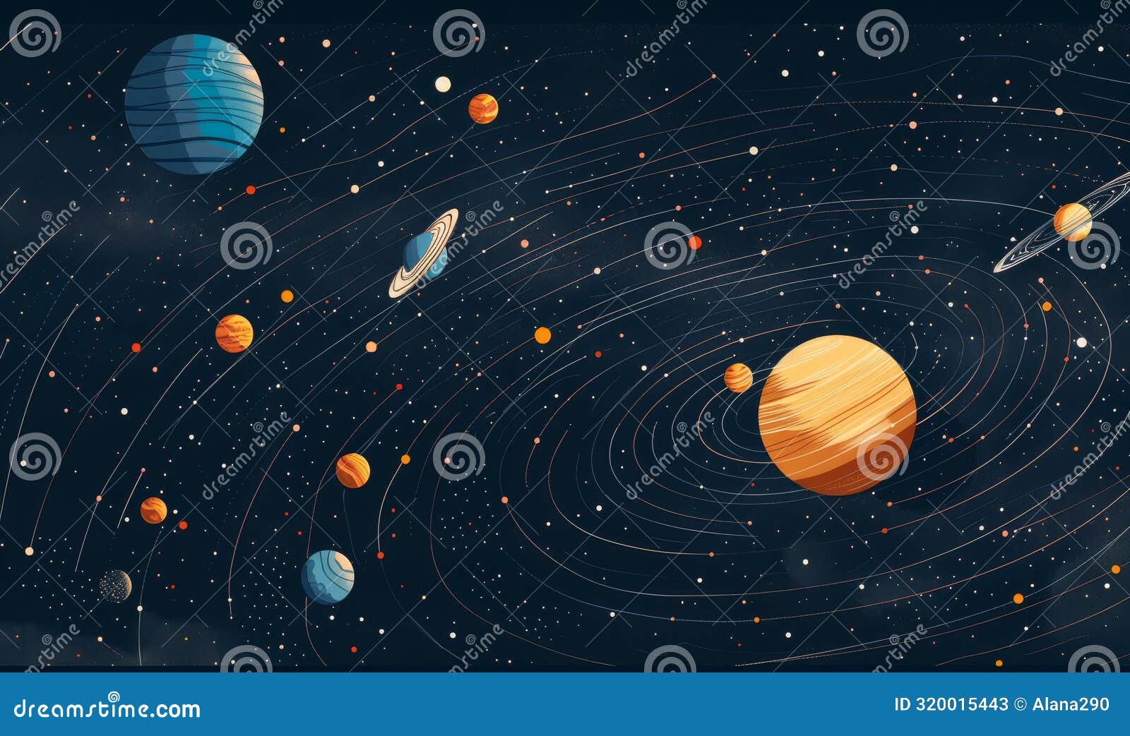 Beautiful Starry Sky with Planets, Abstract Cosmic Background, Solar ...