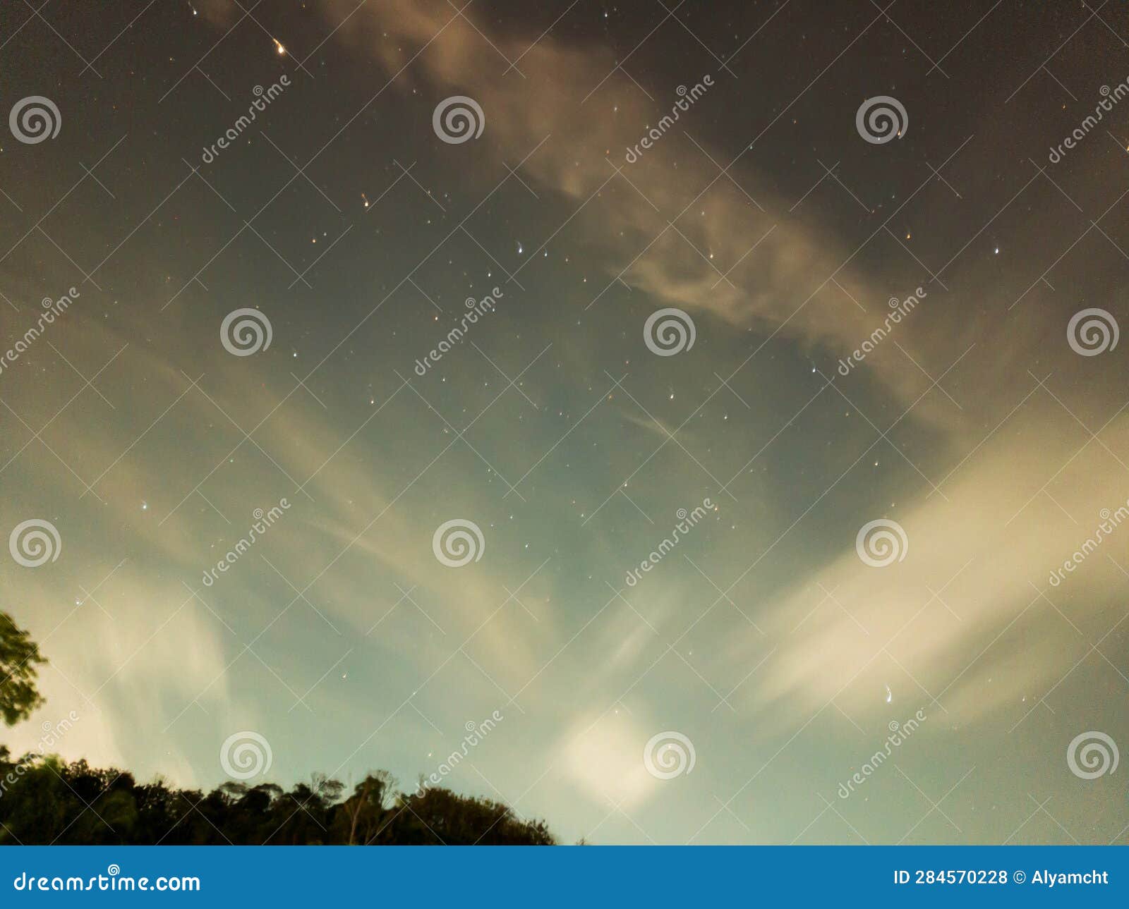 Beautiful Stars Mixed with Clouds in the Middle of the Night Stock ...
