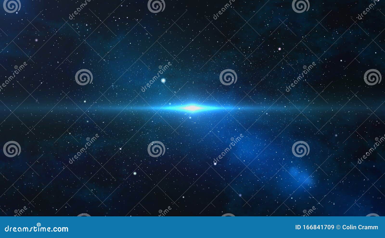 Beautiful Starscape in Space with Blue Light in the Distance Stock ...