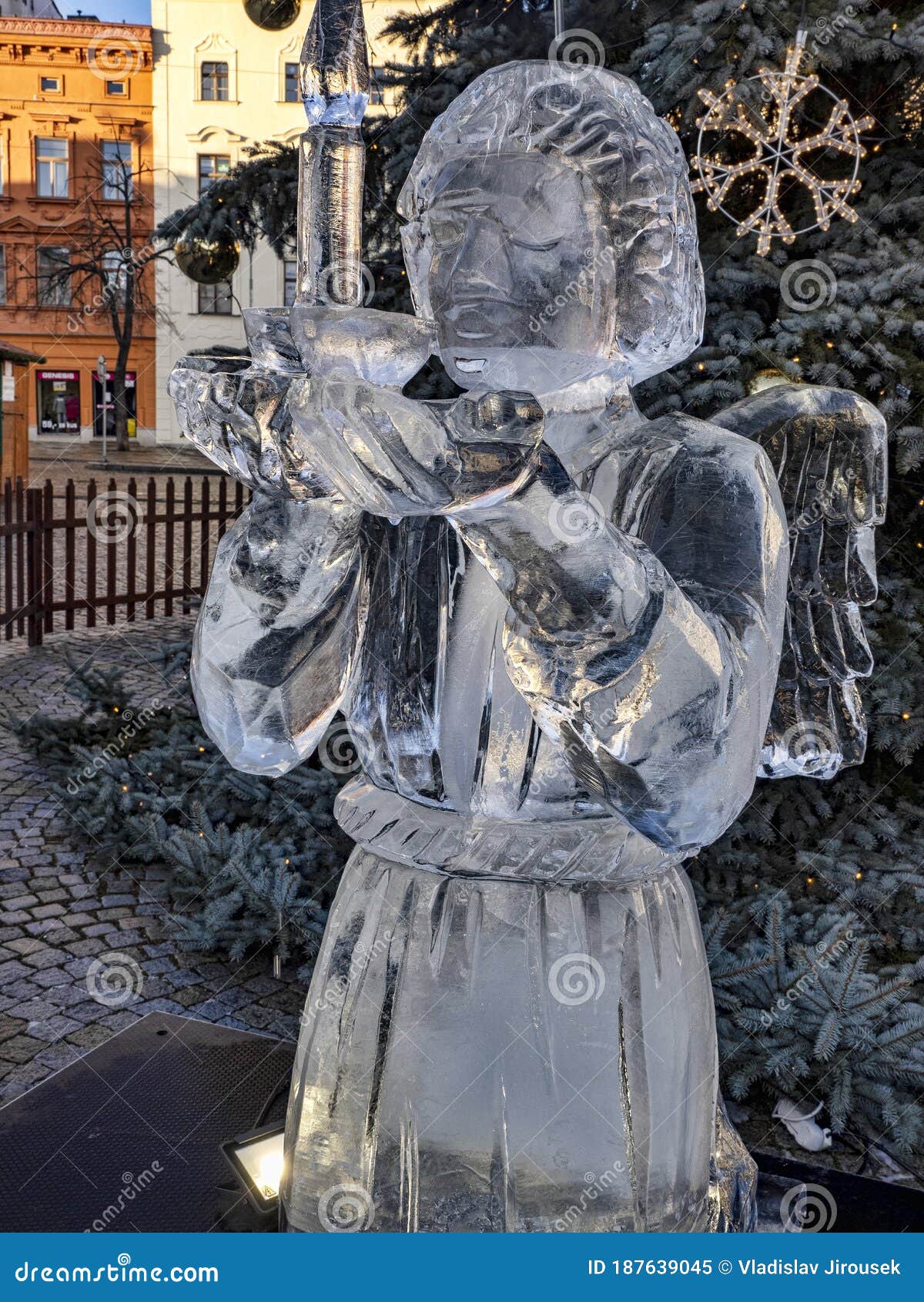 Beautiful Statue of an Angel Carved Out of Ice Stock Image - Image of ...