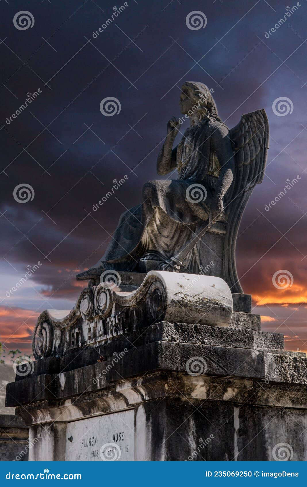 Beautiful Crypt In Cemetery. Action. Burial Structure With Dome In ...