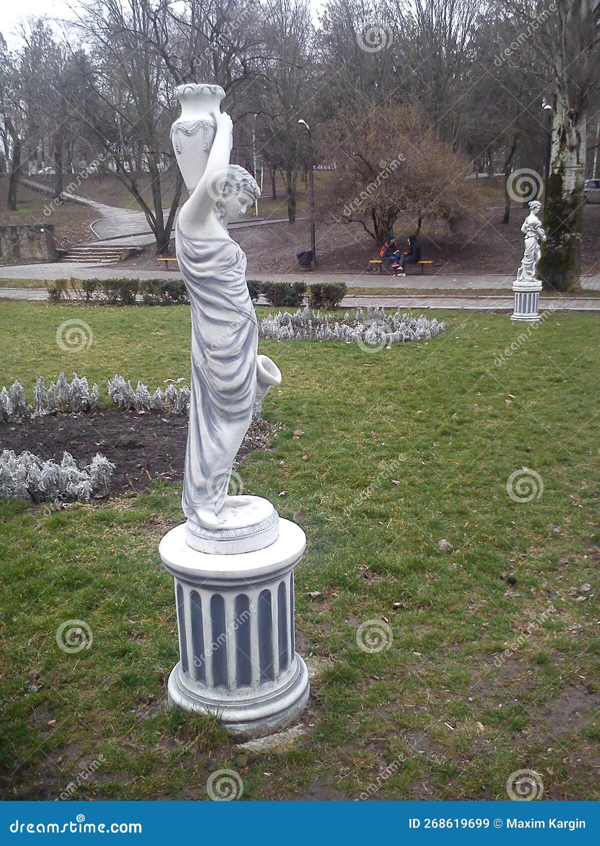 Beautiful Statue of a Woman with a Jug in the Park Stock Image - Image ...