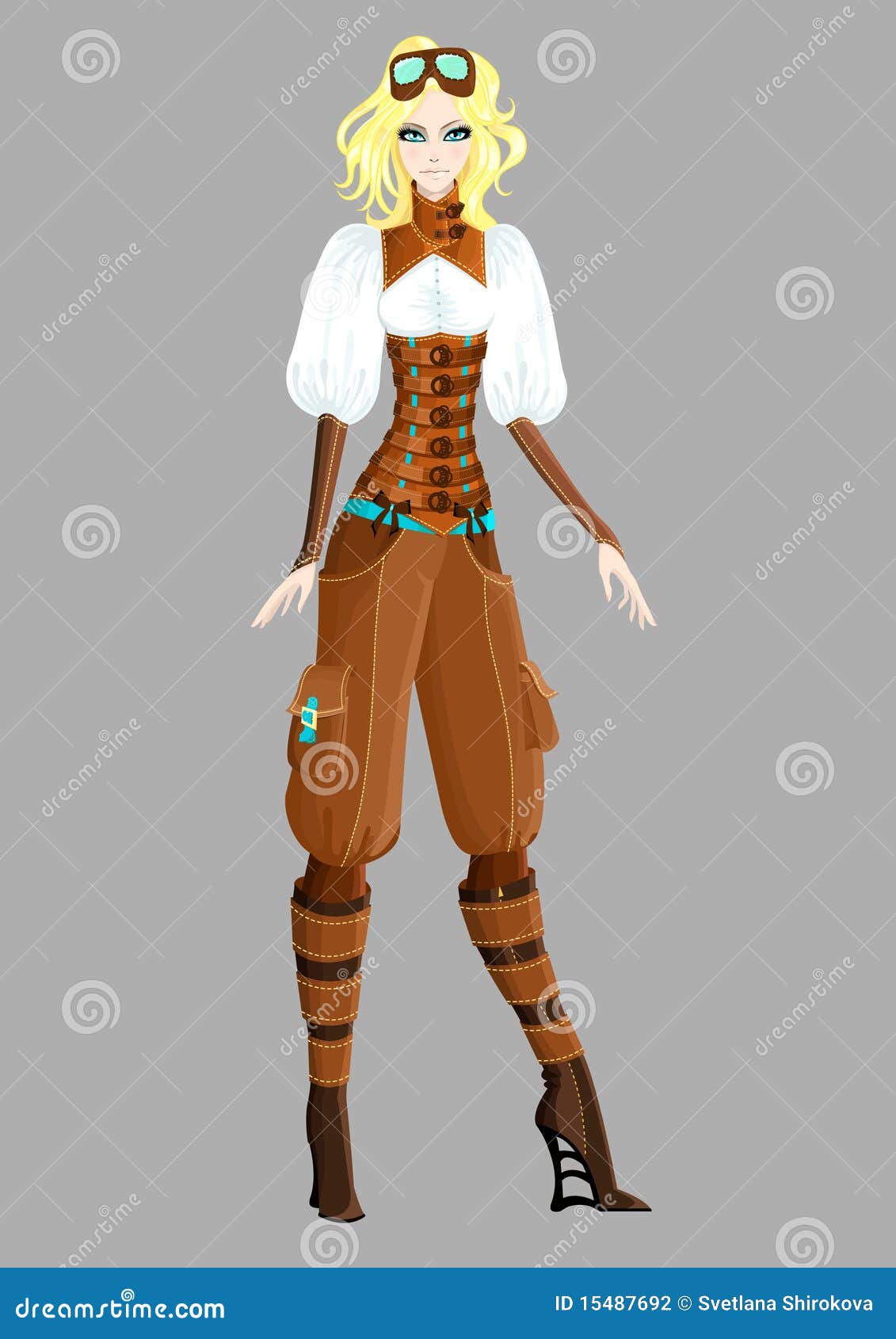 Beautiful Steampunk Girl Stock Vector Illustration Of Female 15487692