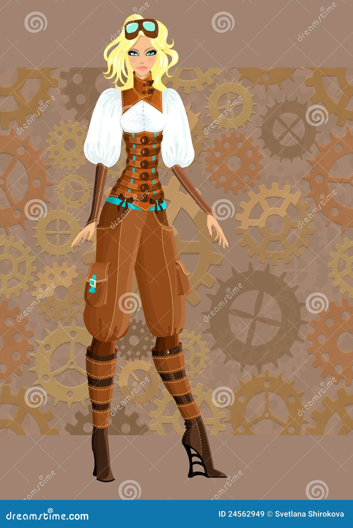 Beautiful steampunk girl stock vector. Illustration of glamour - 24562949