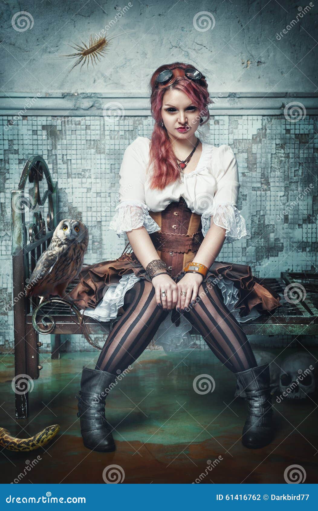 Beautiful Steampunk Witch in the Abandoned Room Stock Photo - Image of fear, demon: 61416762