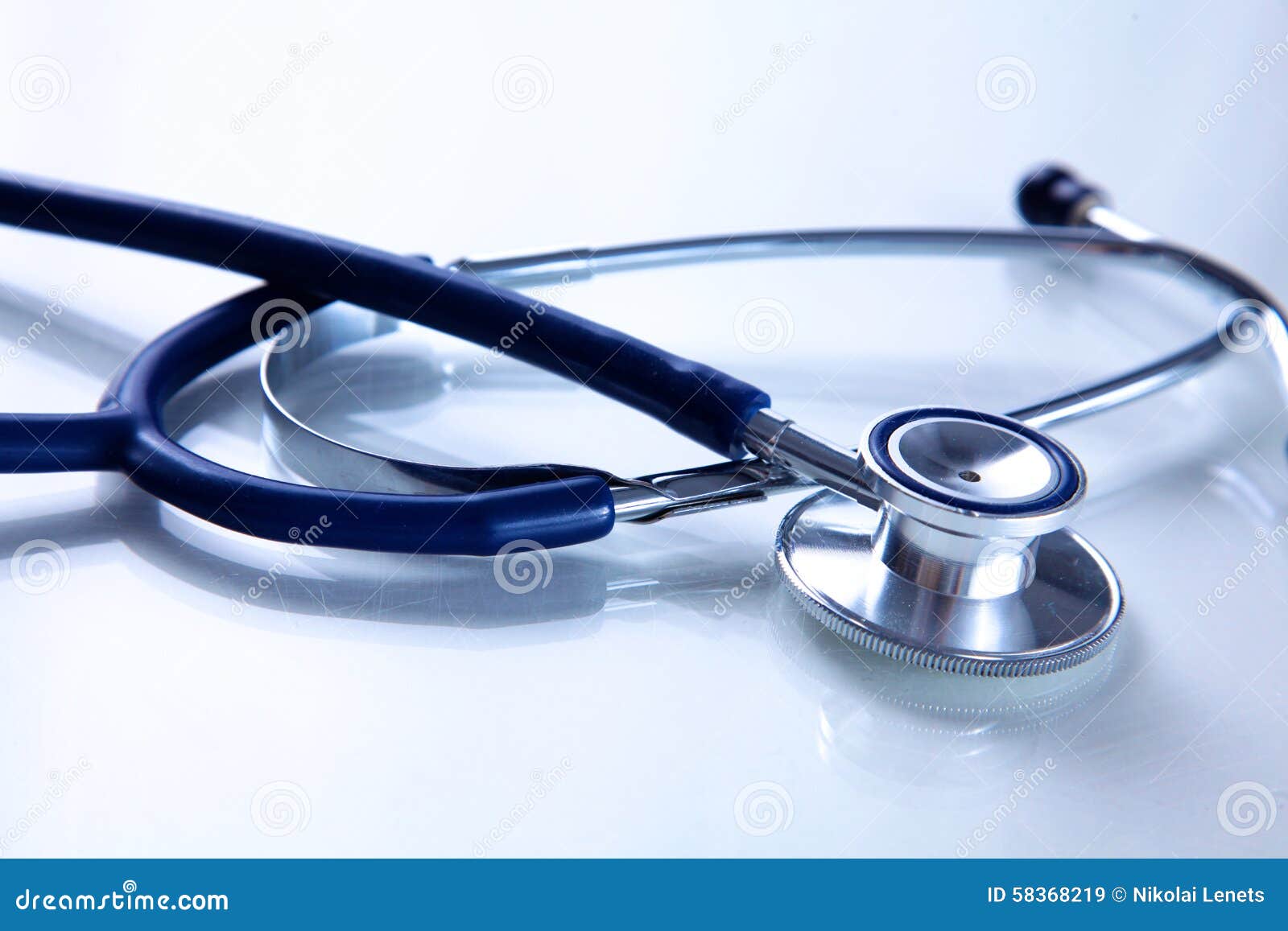 Beautiful Stethoscope with Reflection and Blue Stock Image - Image of ...