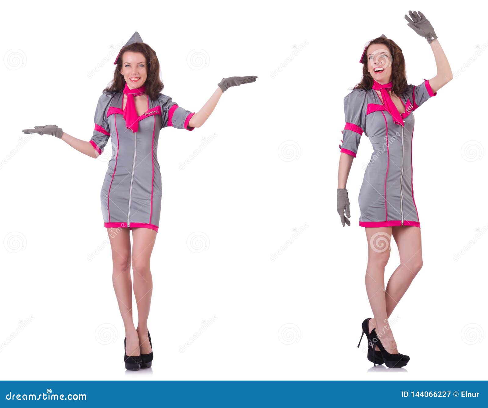 The Beautiful Stewardess Isolated on White Stock Image - Image of girl ...