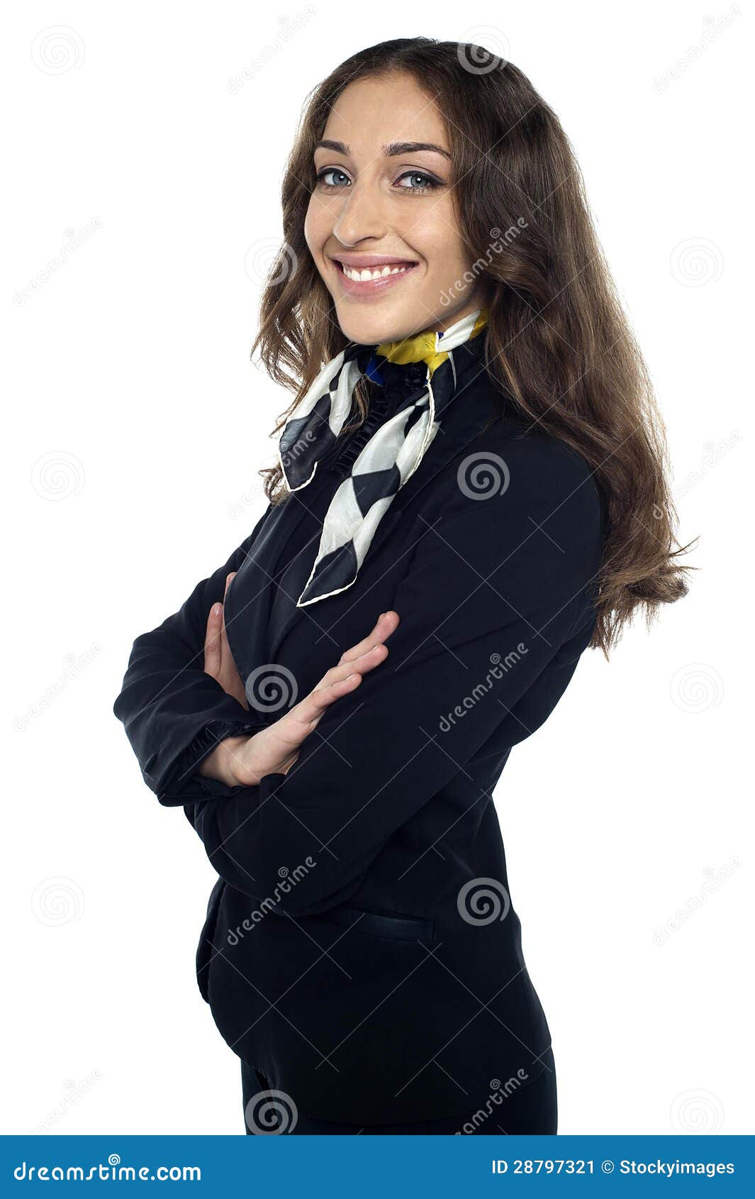 Beautiful Stewardess Smiling Stock Image - Image of gorgeous, brunette ...