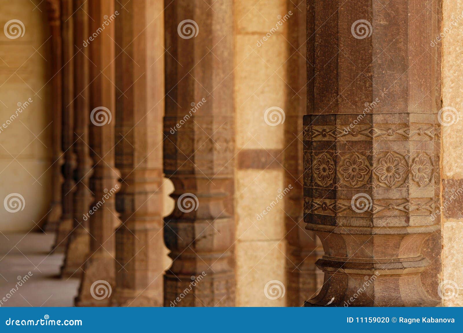 Beautiful Stone Columns in Amber Fort. India Stock Photo - Image of ...