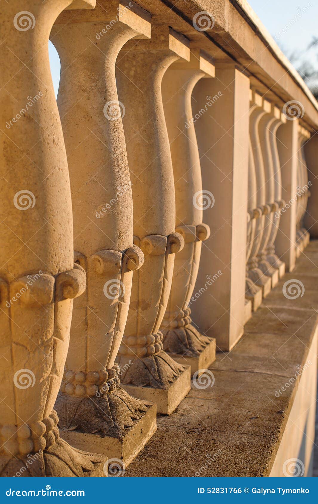 Beautiful Stone Fence in a Classic Style with a Handrail Stock Photo ...