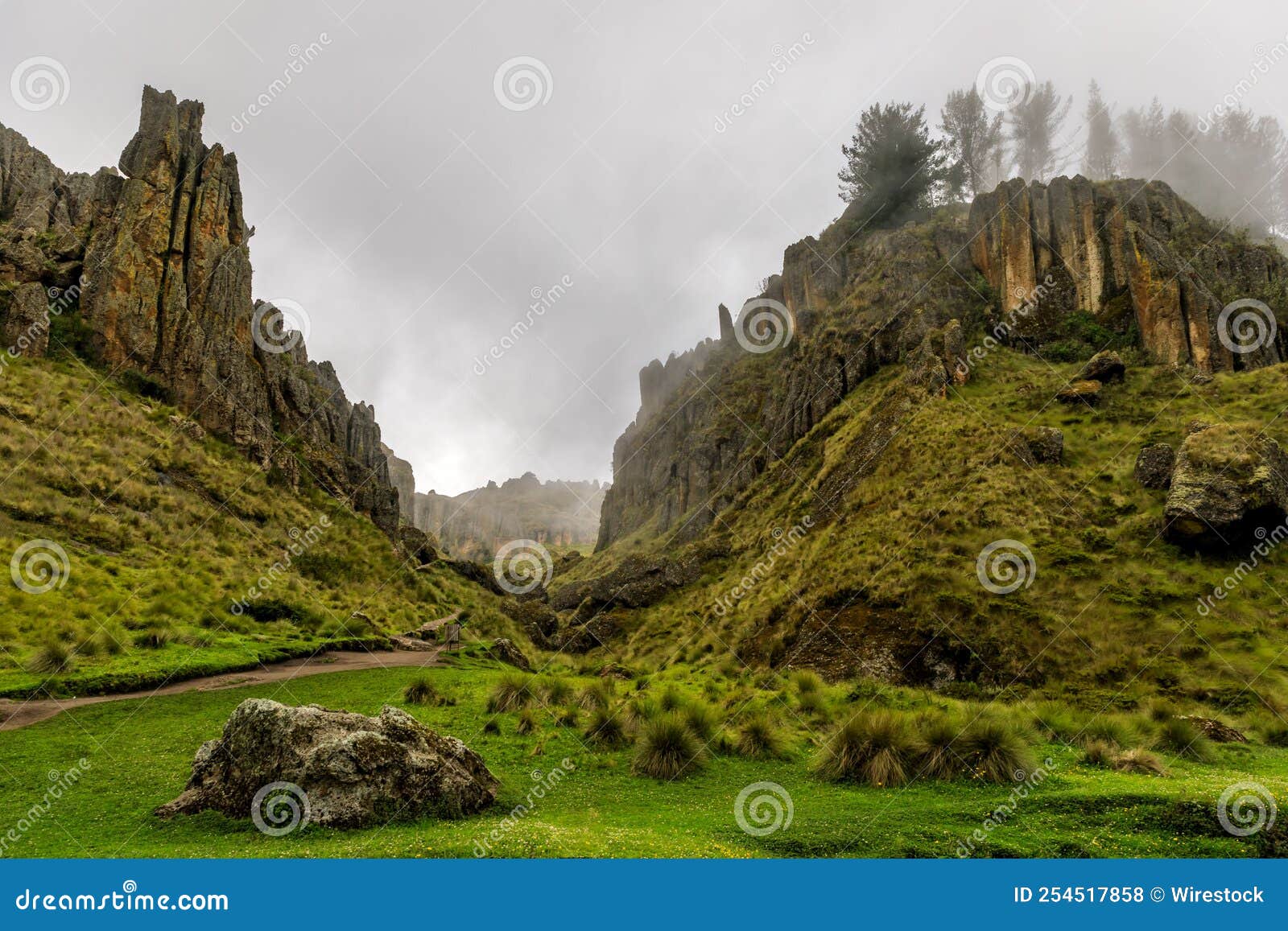 Beautiful Stone Forest Cumbemayo in Cajamarca, Peru on a Cloudy Day ...
