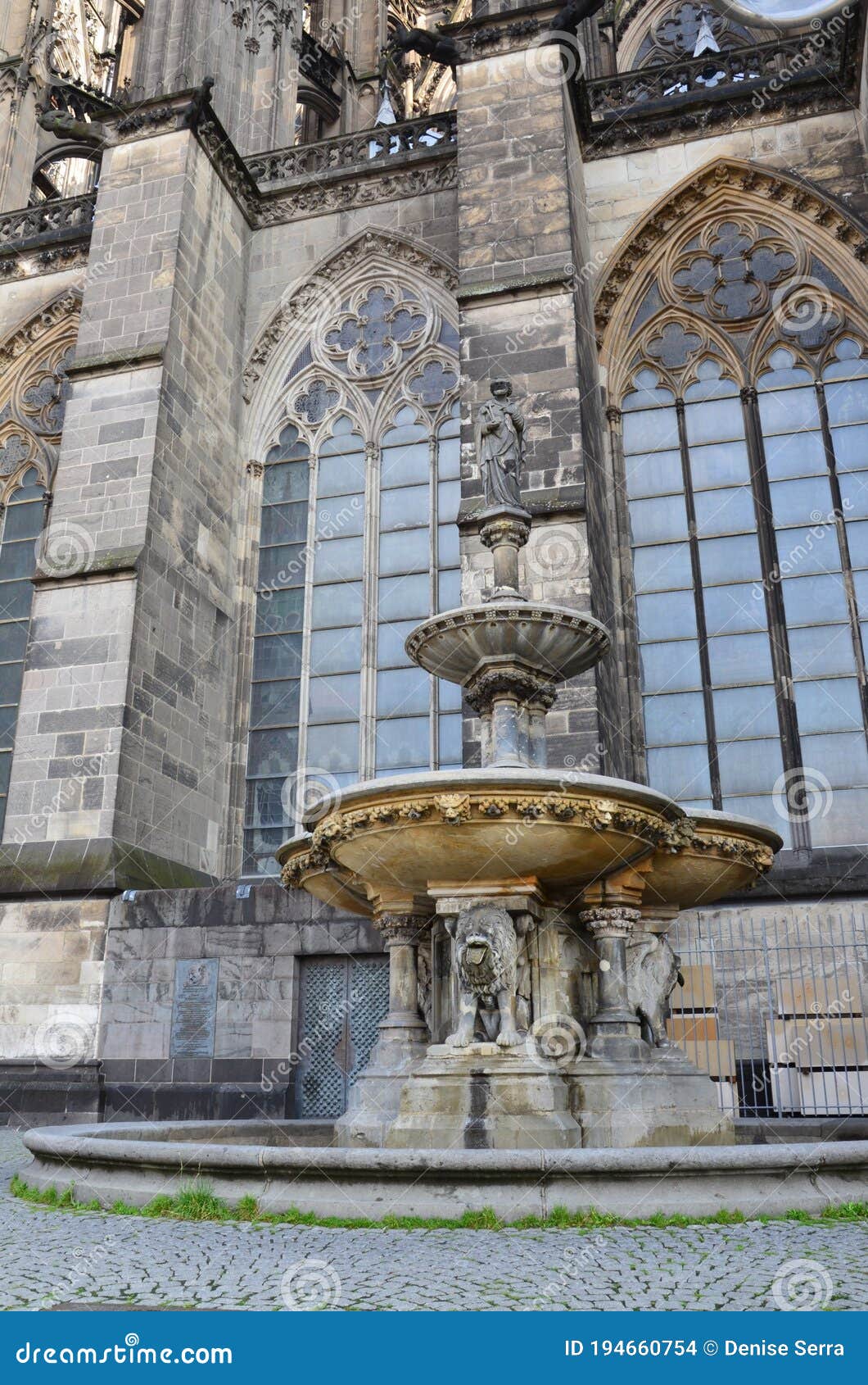 Beautiful Stone Fountain and the Cologne Cathedral Stock Photo - Image ...