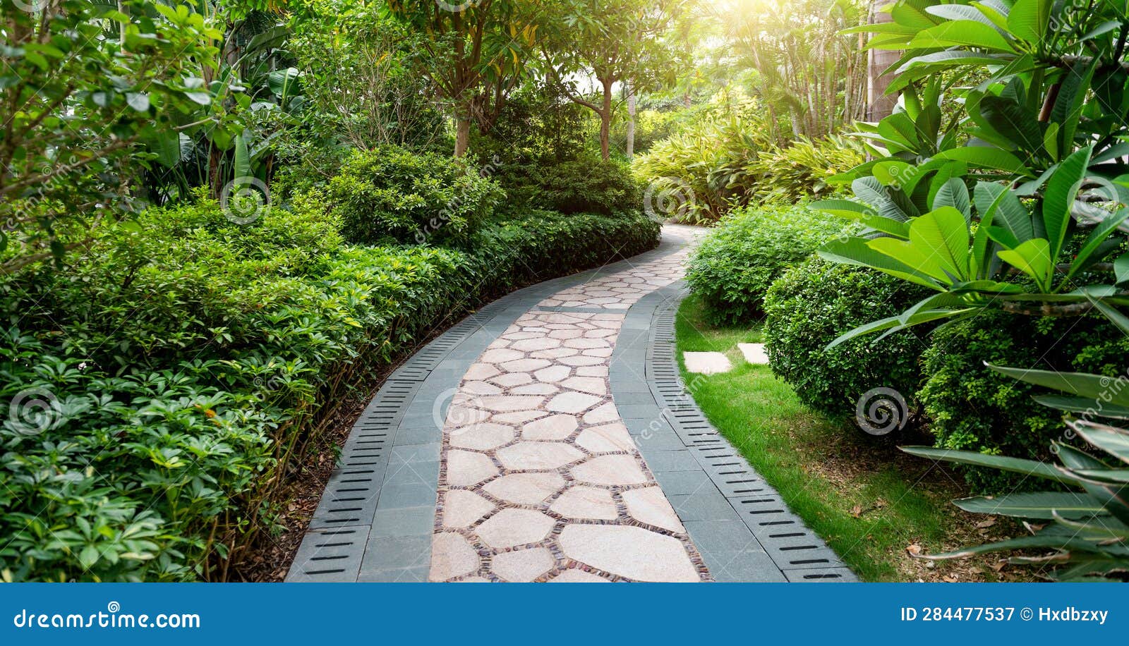 Beautiful Stone Garden Path Stock Image - Image of garden, green: 284477537
