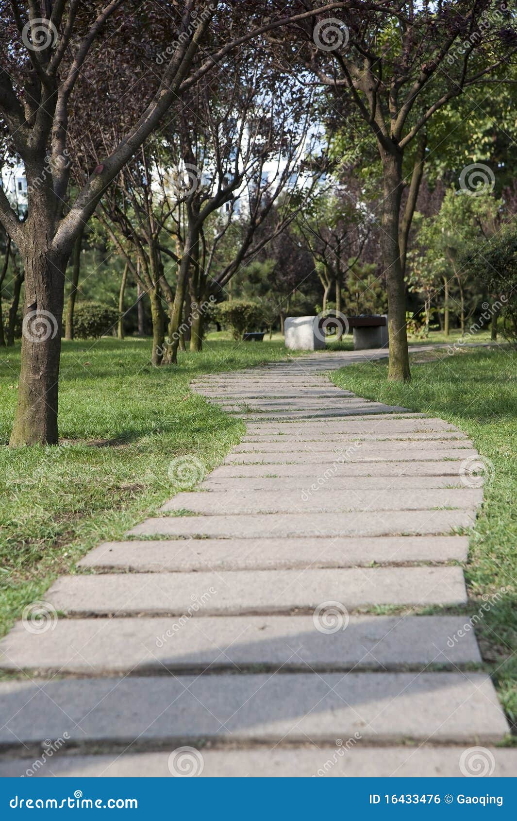 Beautiful Stone Path Across the Park Stock Photo - Image of carriage ...