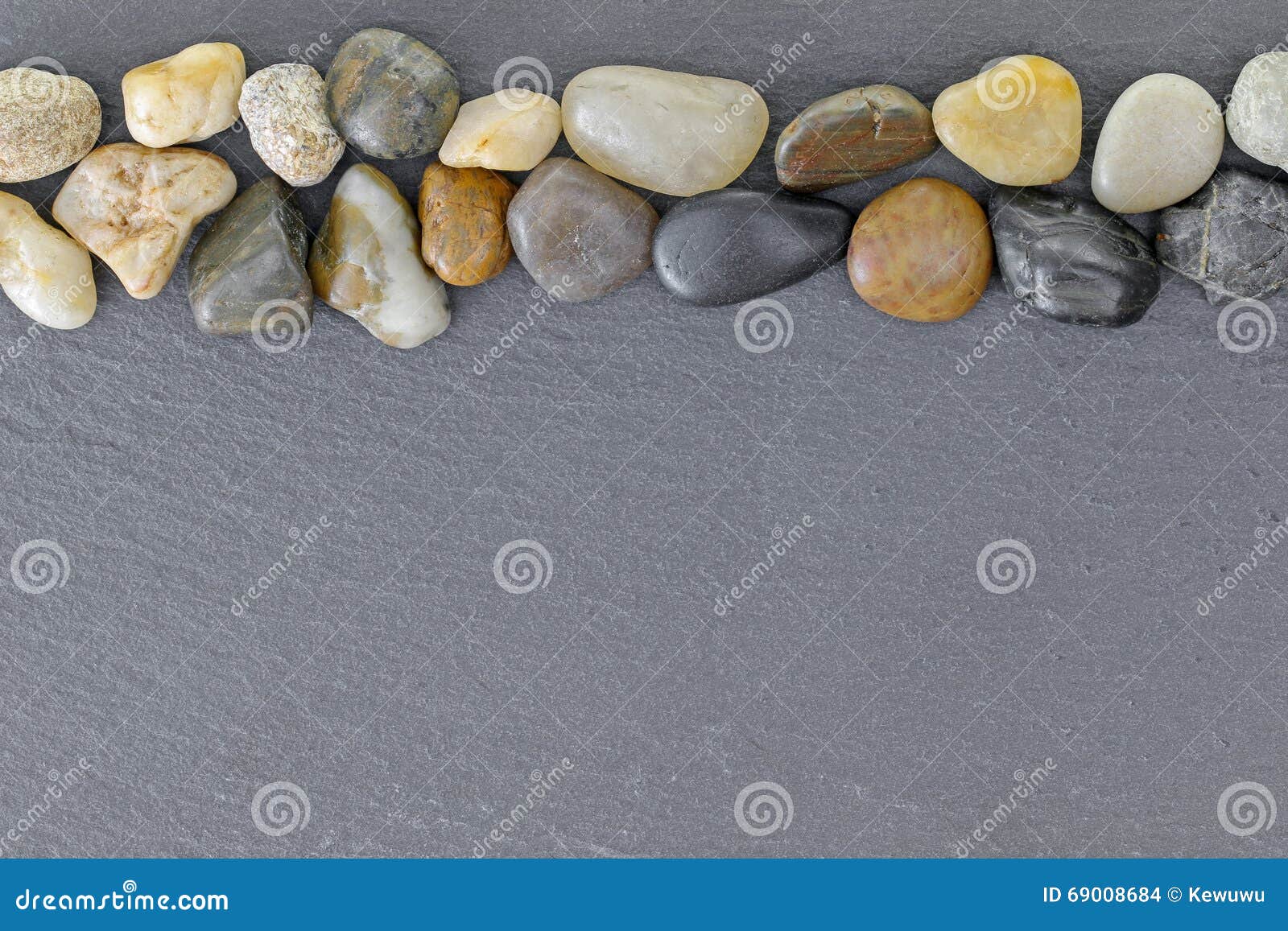 Beautiful Stone, Small Pebbles on Black Board Slate Slabs Stock Photo ...