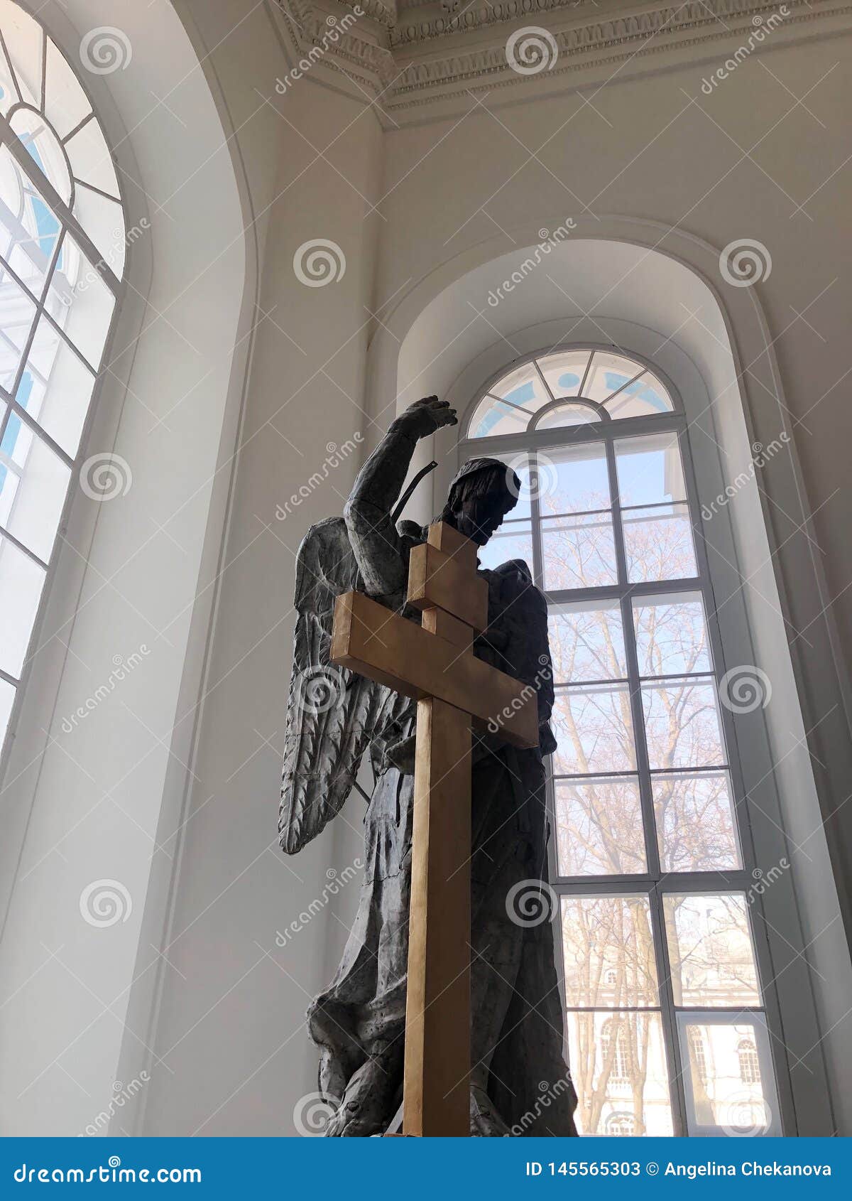 Beautiful Stone Statue of an Angel in the Church Stock Image - Image of ...