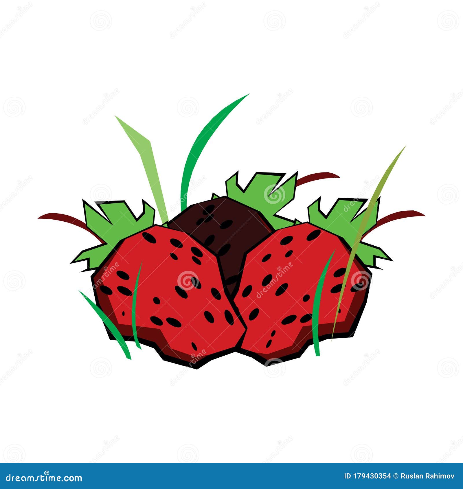 Beautiful Strawberries Vector Illustration Isolated on a White Stock ...