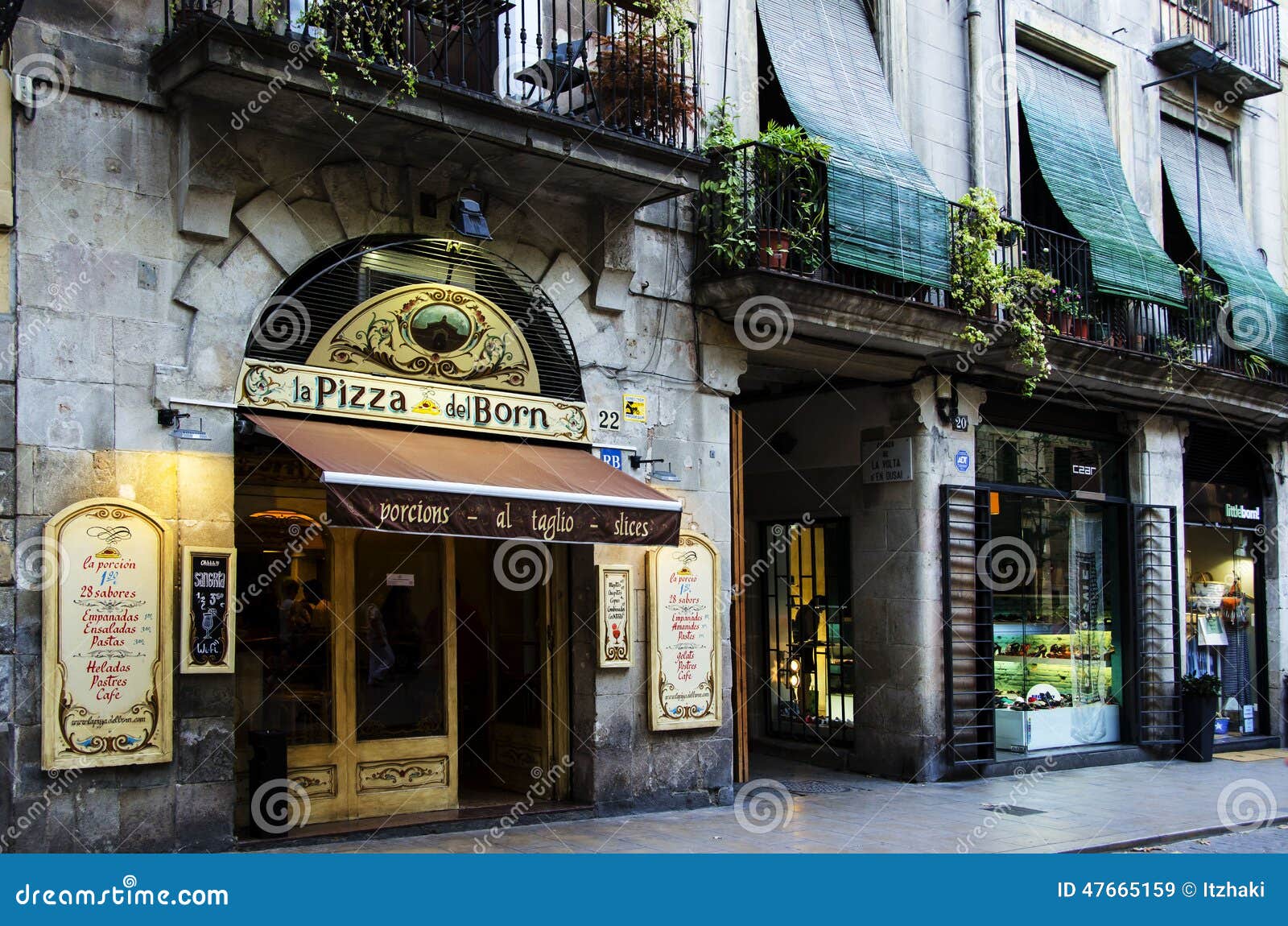 Beautiful Street Corner in Barcelona Editorial Stock Image - Image of ...