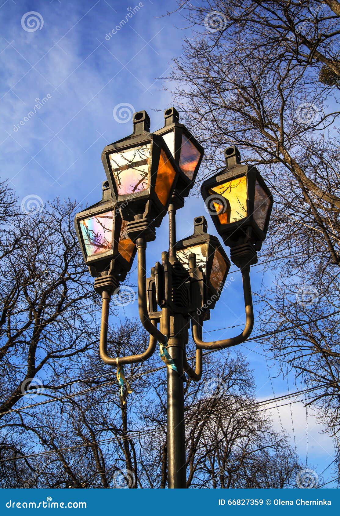 Beautiful Street Lights on the Background of Sky Stock Image - Image of ...