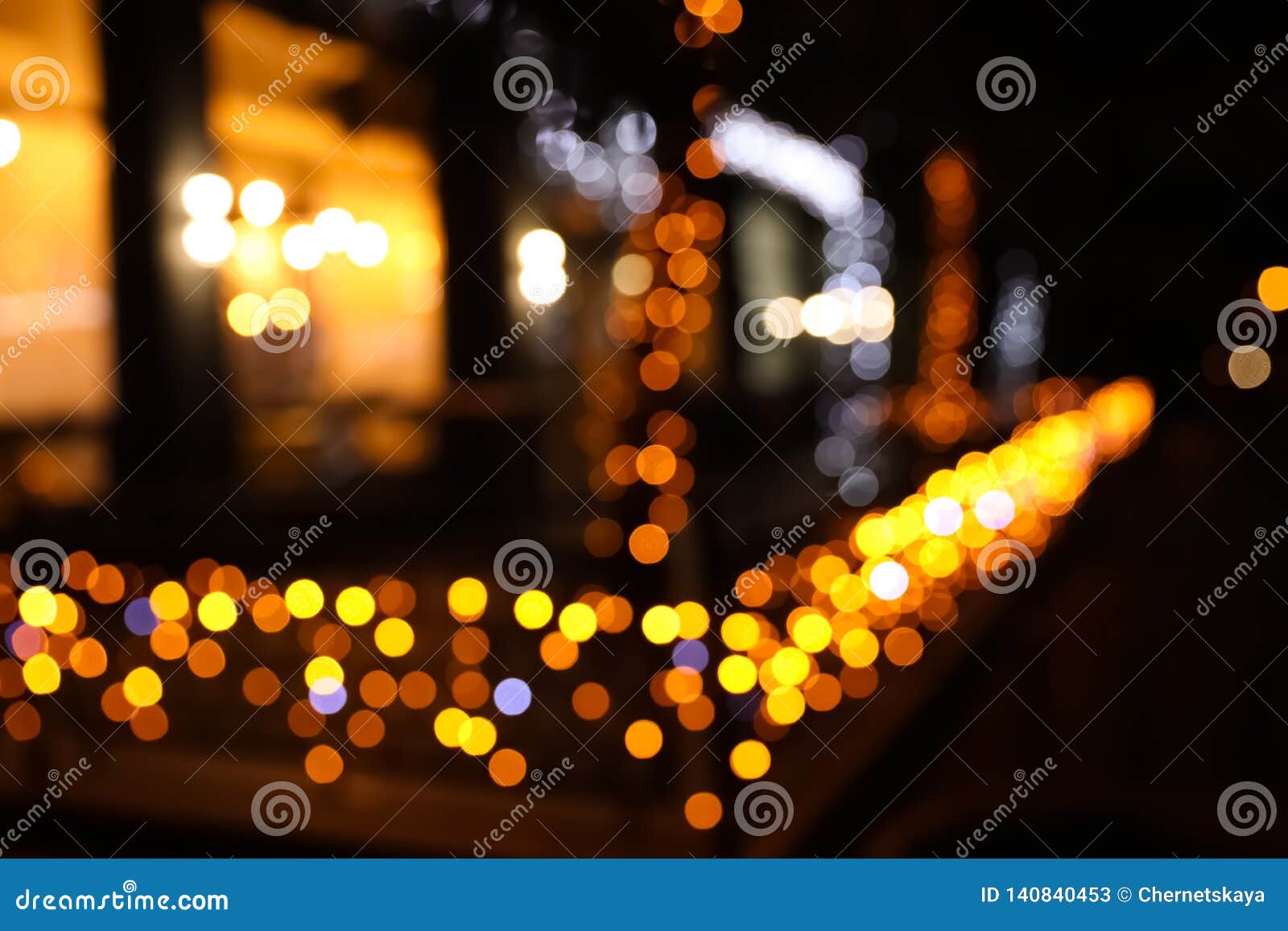 Beautiful Street Lights at Night. Bokeh Stock Image - Image of festive ...