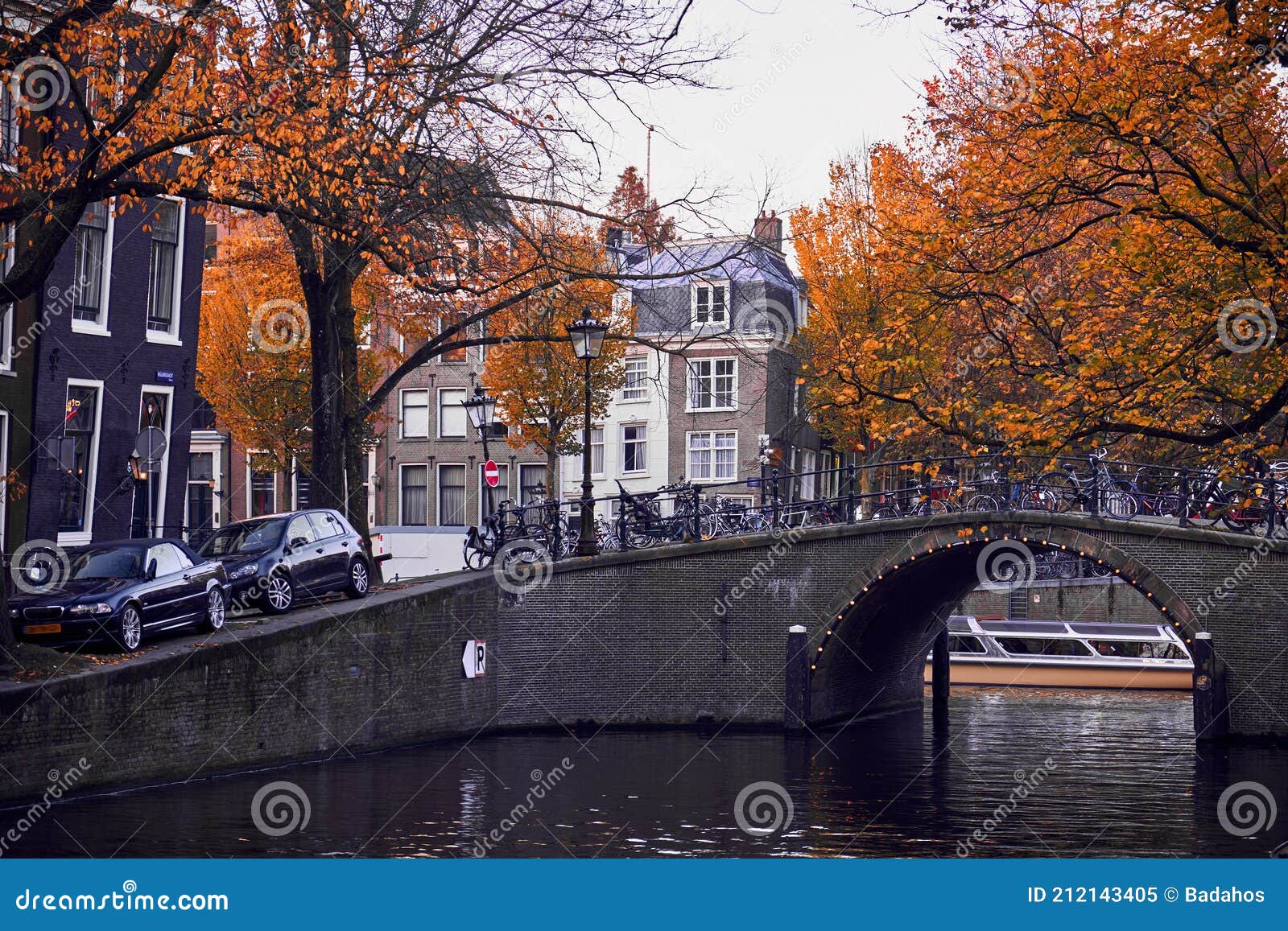 Amsterdam in the fall stock image. Image of street, architecture ...