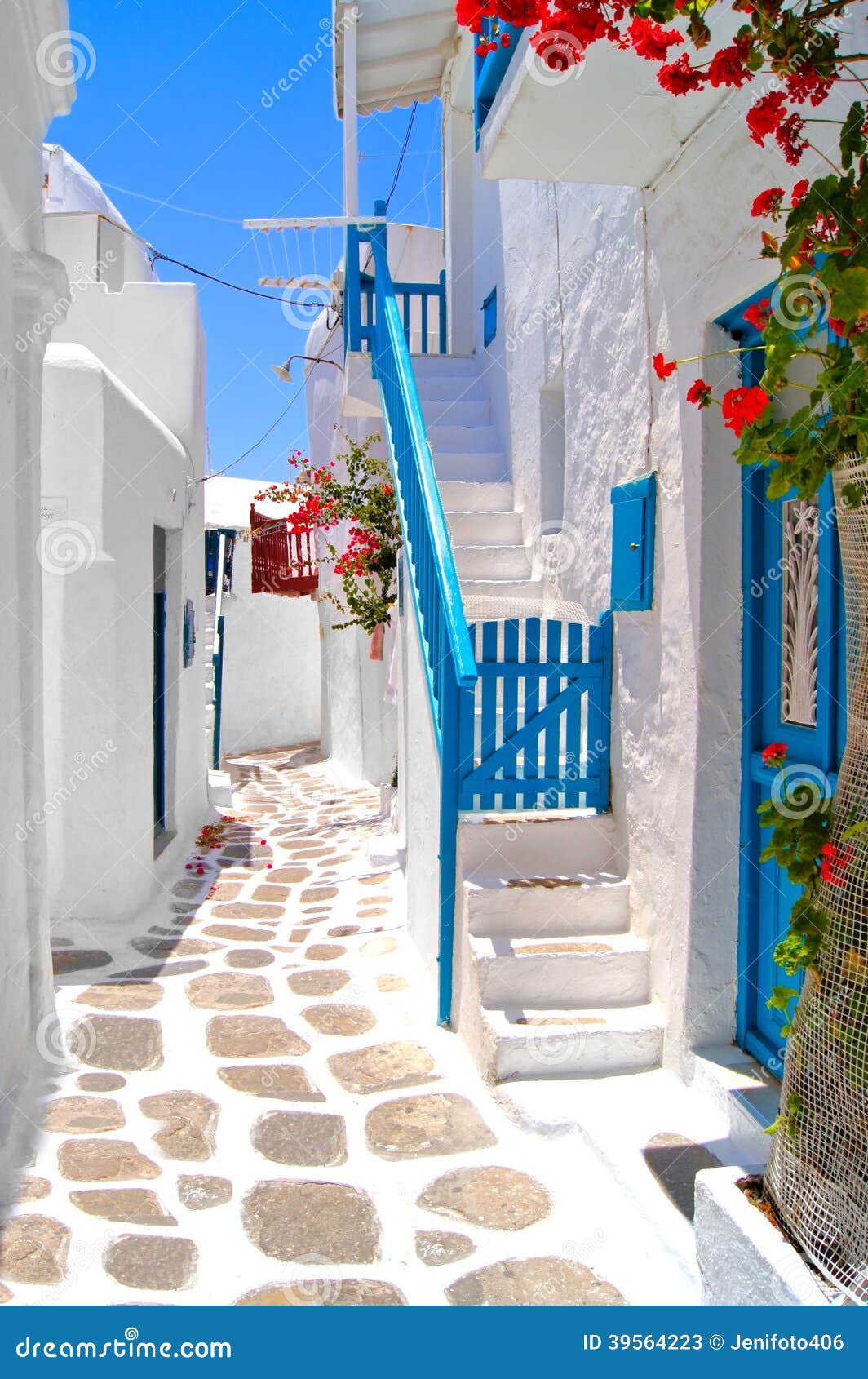 Beautiful Streets of Greece Stock Image - Image of mykonos, stairs ...