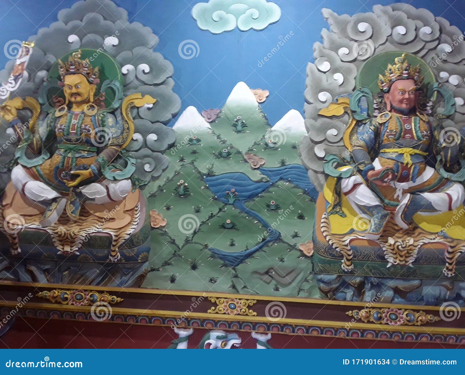 Beautiful Structure at Wall of Thimphu, Bhutan. Stock Photo - Image of ...