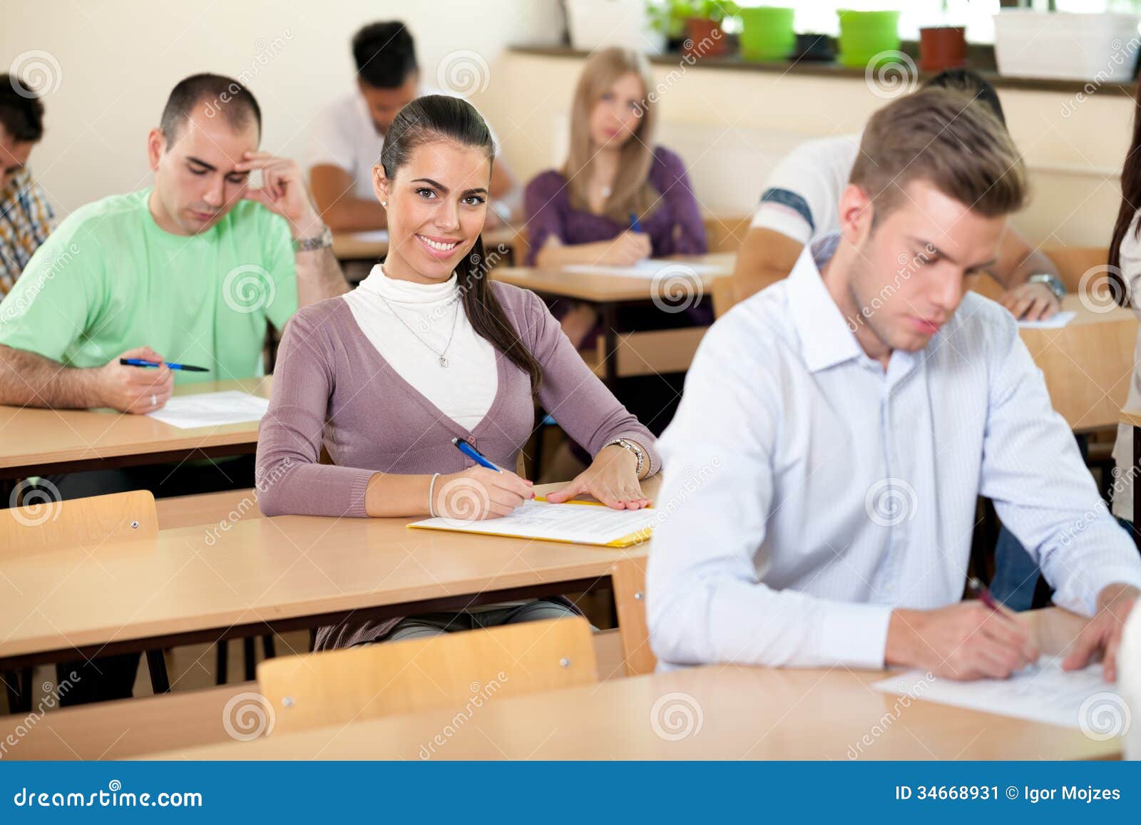 Beautiful Student Girl in Classroom Stock Image - Image of lecture ...
