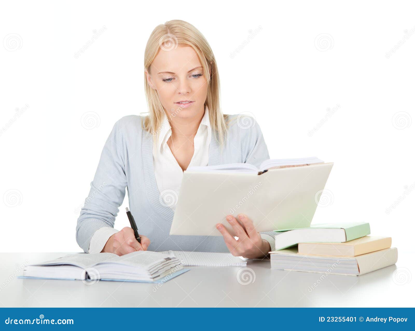 Beautiful Student Girl Doing Homework Stock Image - Image of cute ...