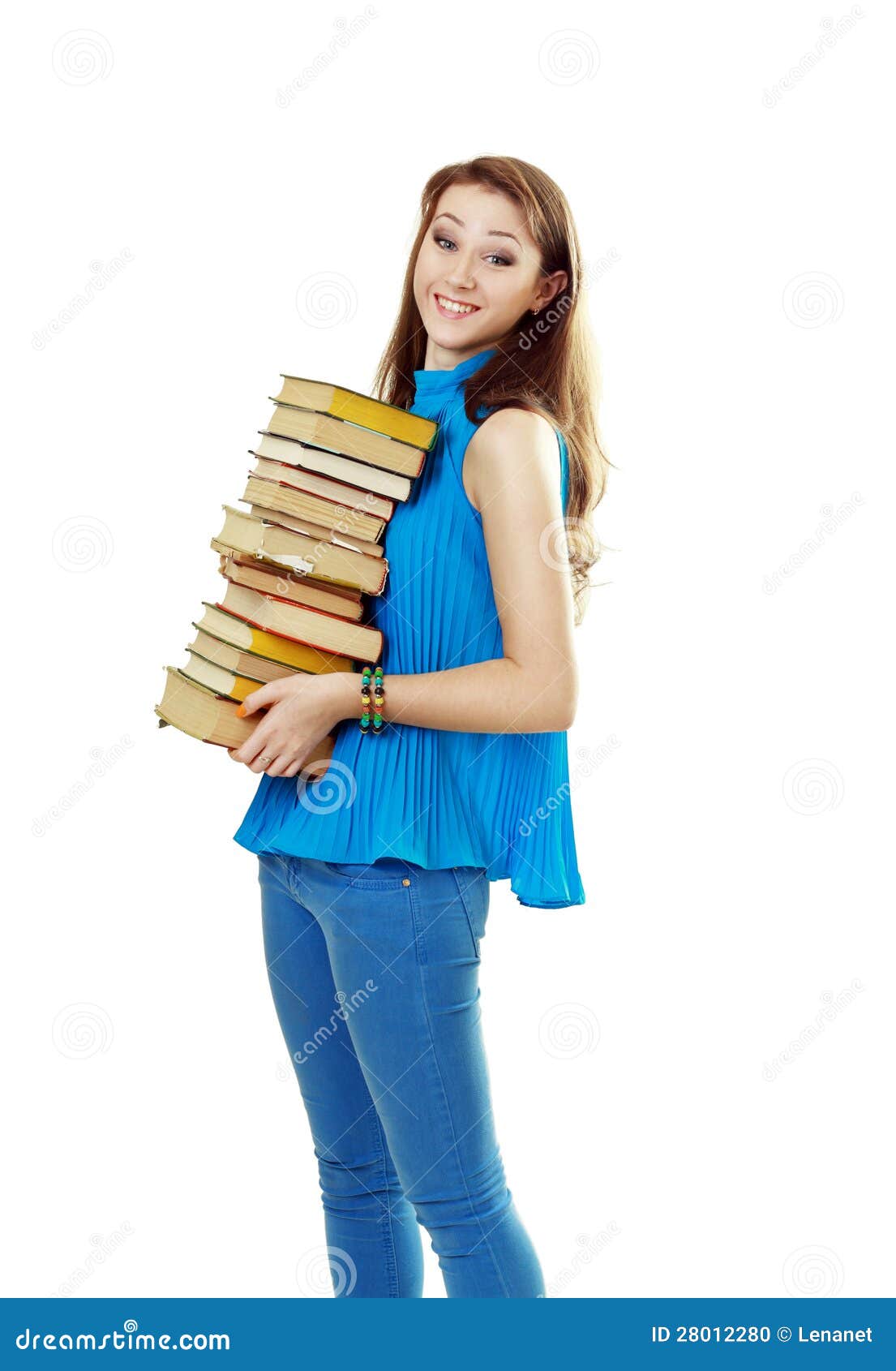 Beautiful Student Girl Holding Books Stock Photo - Image of isolated ...