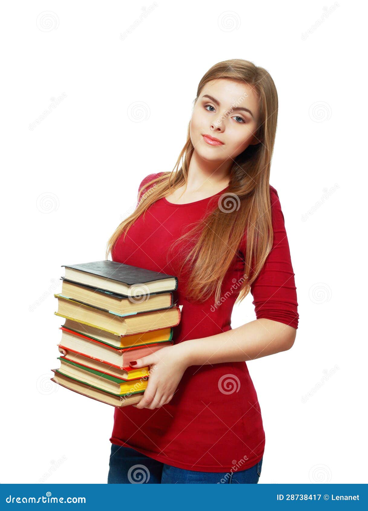Beautiful Student Girl Holding Books Stock Image - Image of back ...